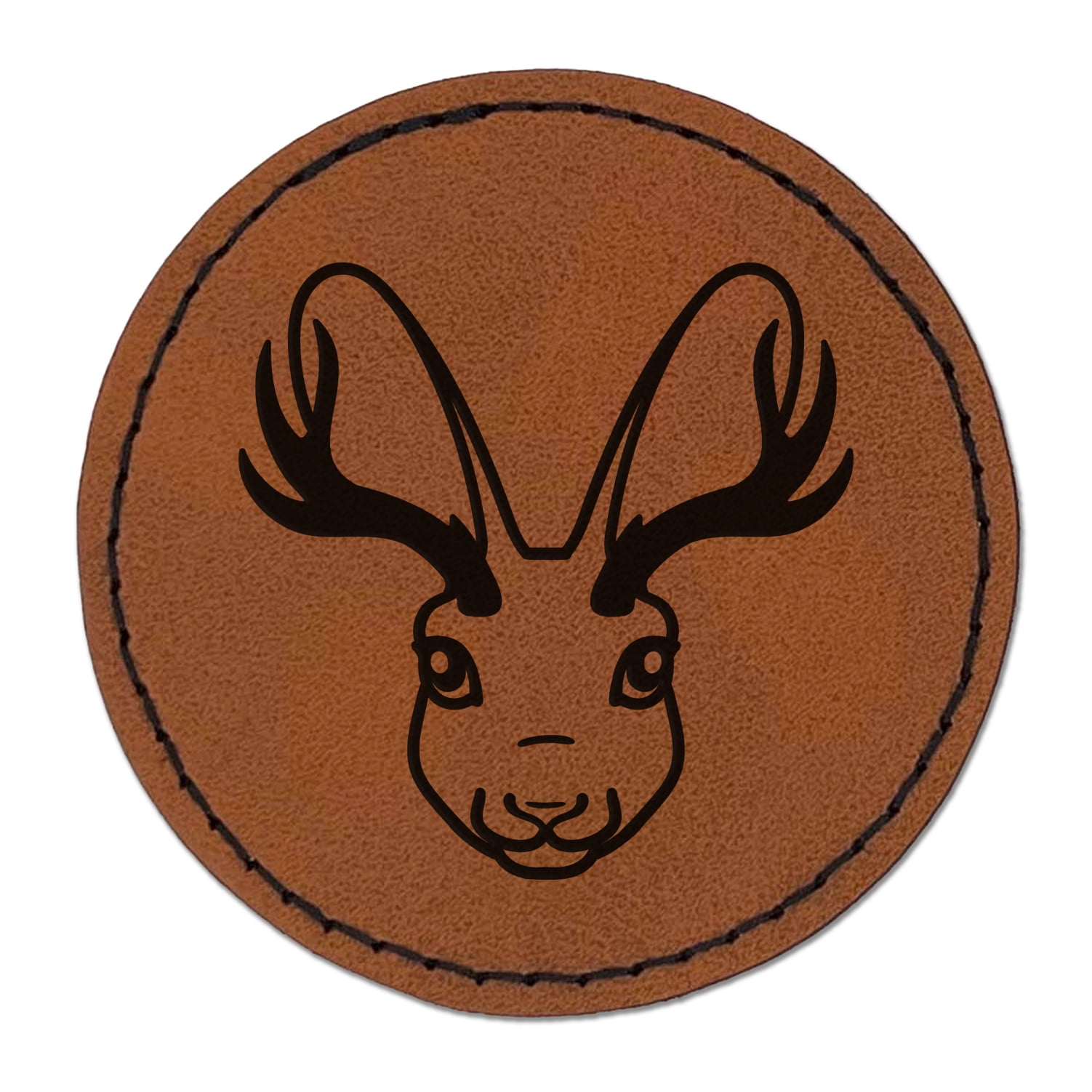 Jackalope Head Mythical Animal Jackrabbit Antelope 2.5" Faux Leather ...