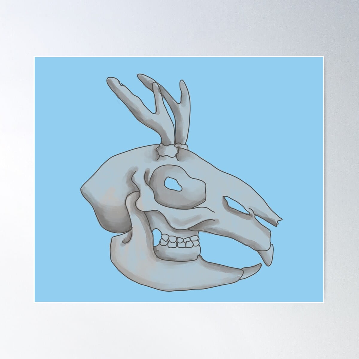 Jackalope Skull Poster Wall Art, Modern Wall Decor For Living Room Bedroom, 8x12 UNFRAMED ...