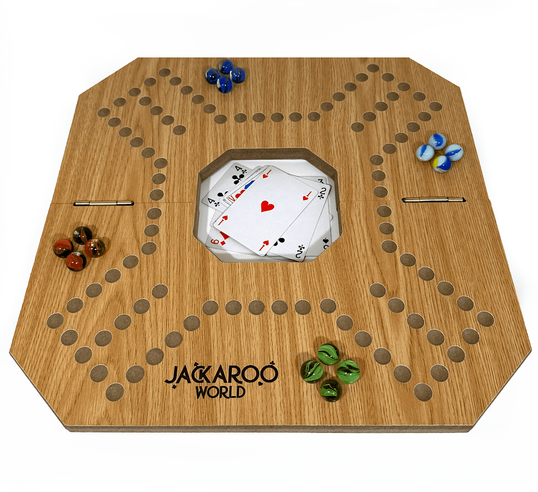 Jackaroo Board Game - 2-4 Player Cards and Marbles Board Game - Marble ...