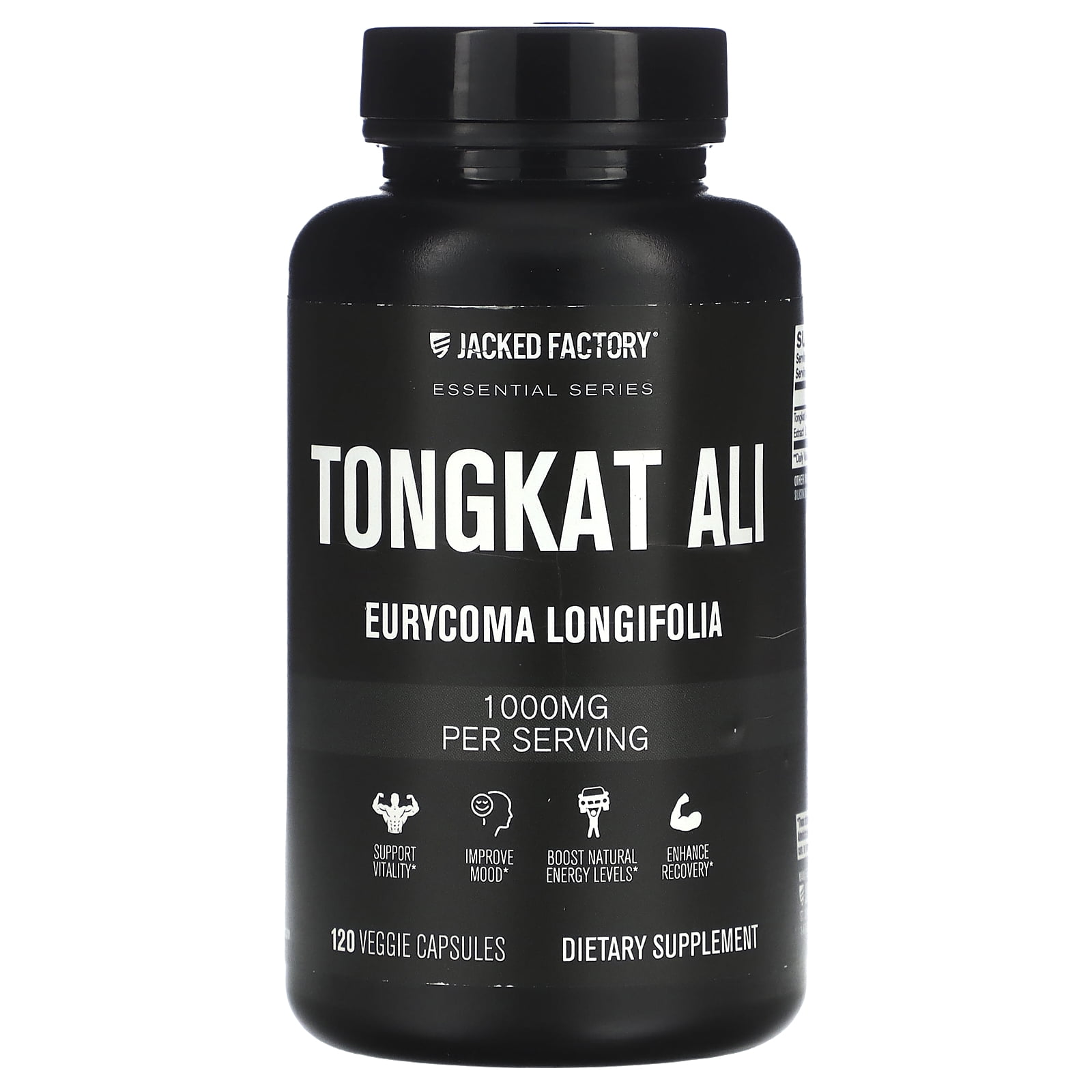 Jacked Factory Essential Series, Tongkat Ali, 1,000 mg, 120 Veggie ...