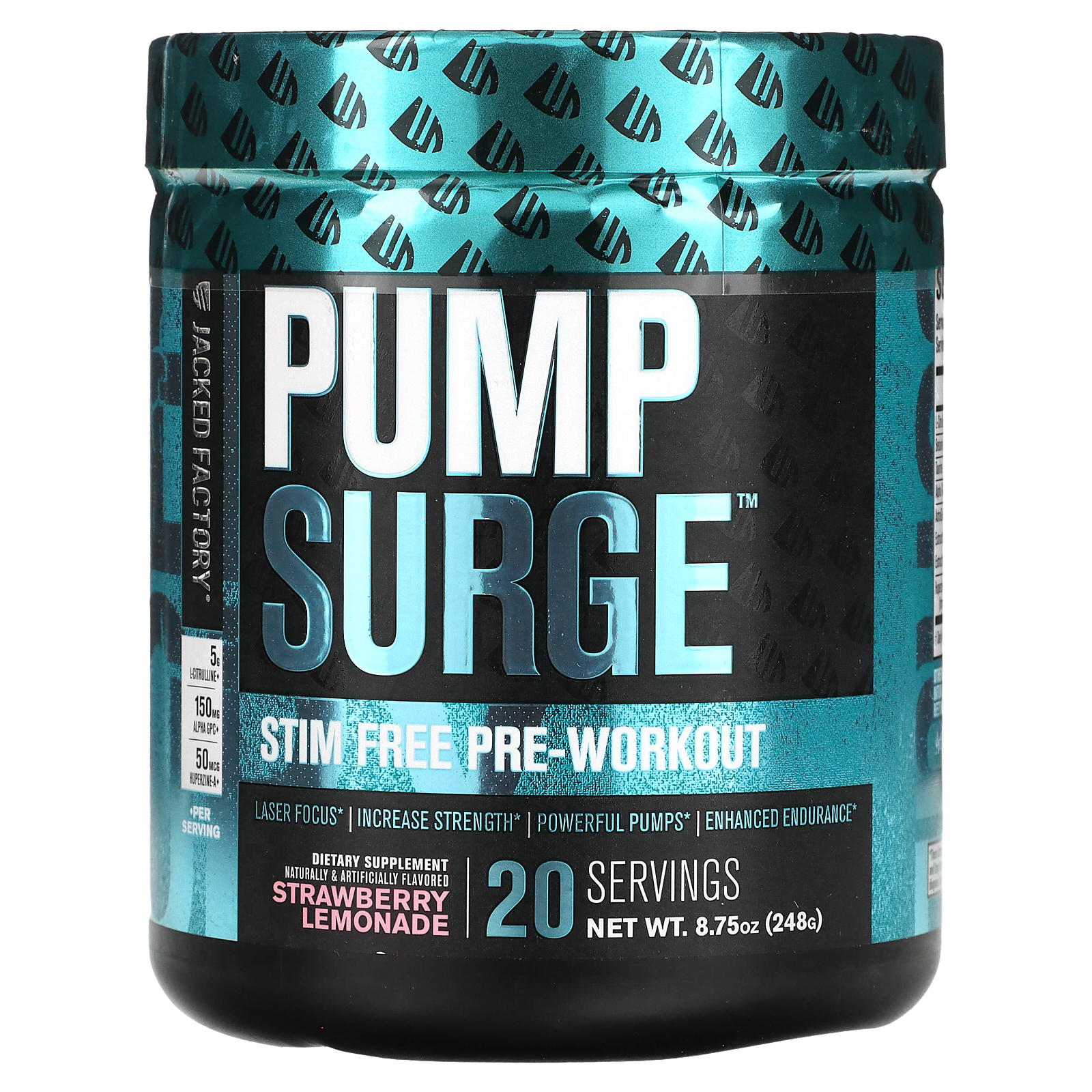 Jacked Factory Pump Surge, Stim Free Pre-Workout, Strawberry Lemonade ...