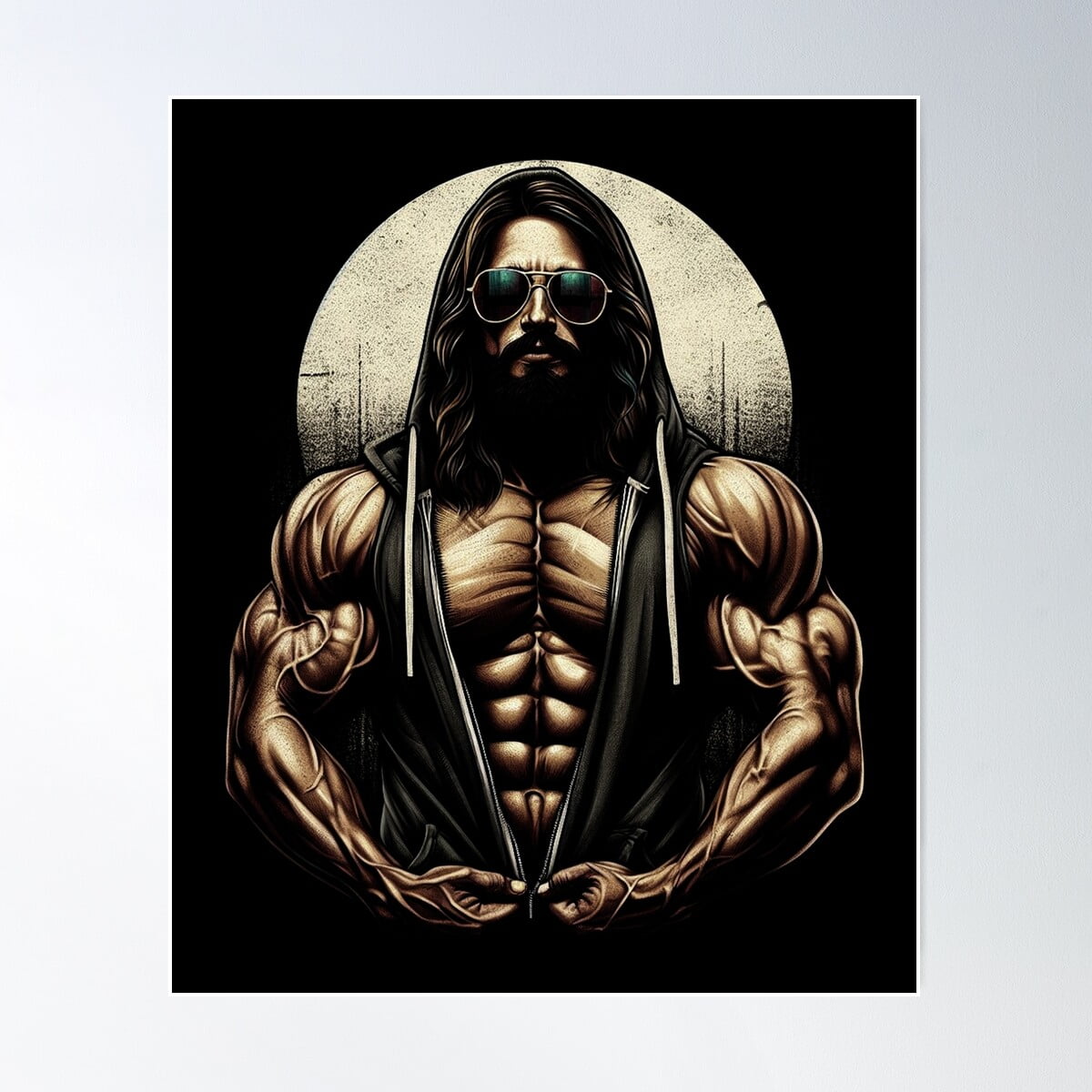 Jacked Jesus Christ Gym Bodybuilder Poster Wall Art, Modern Wall Decor ...