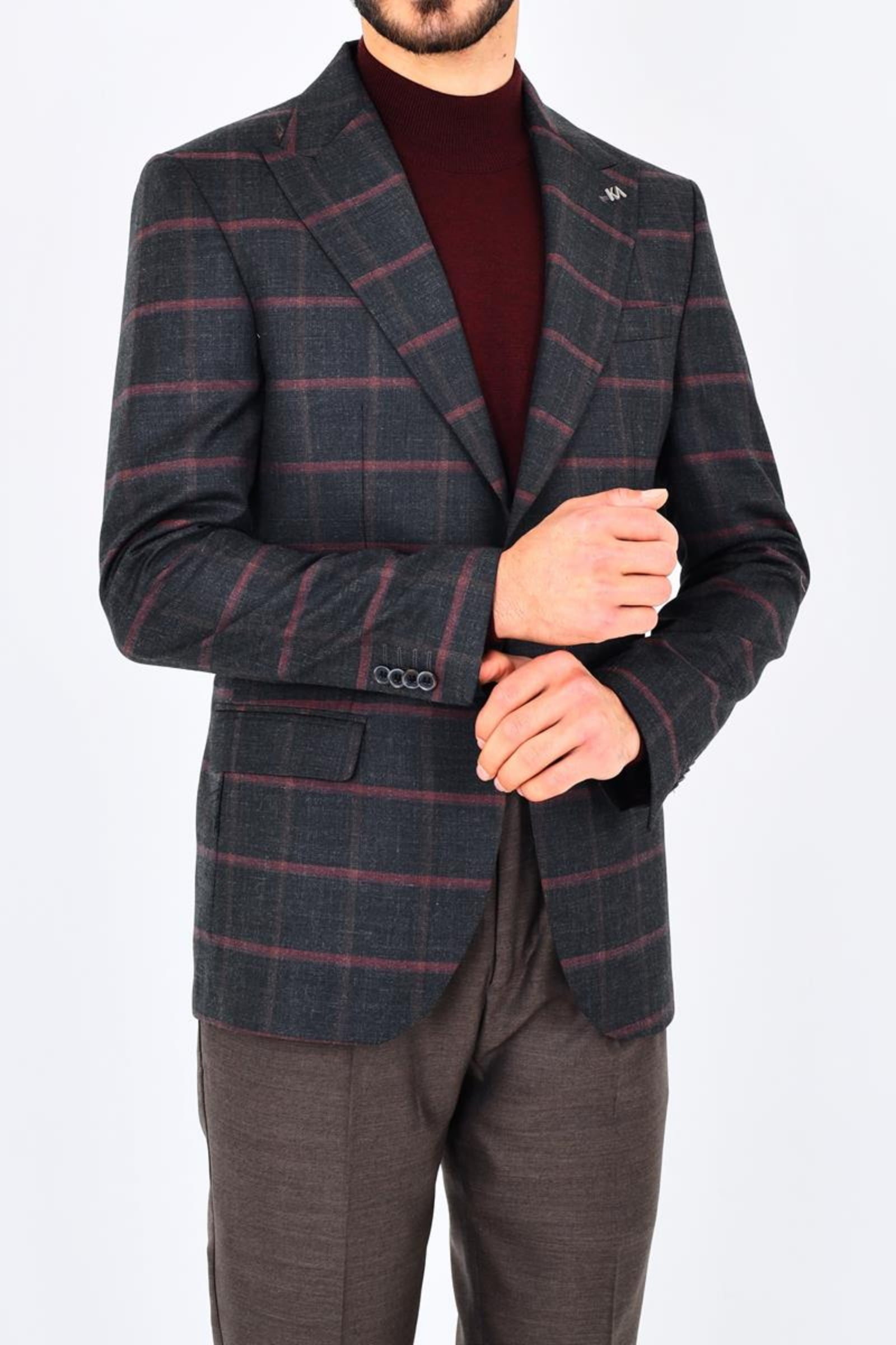 Jacket, Soft Textured 65% Viscon Slim Fit Brown Classic Men's Jacket ...