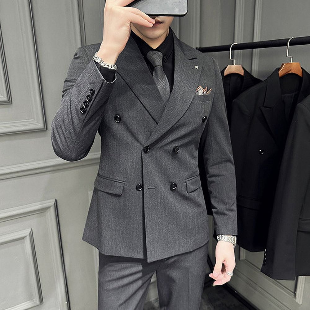 (Jacket+Vest+Pants) Double Breasted Elegant Men Suits Oroginal Wedding ...