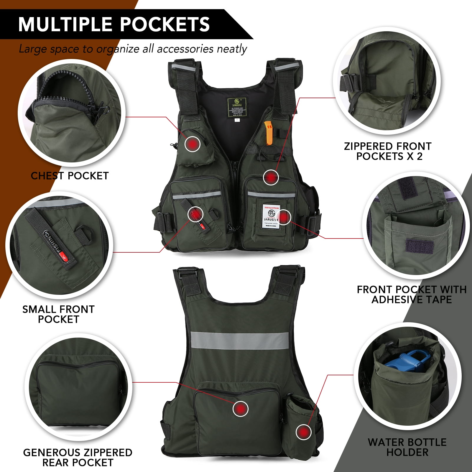 Jacket,Water Bottle Water With Water Bottle Molartoo Vest Adjustable ...