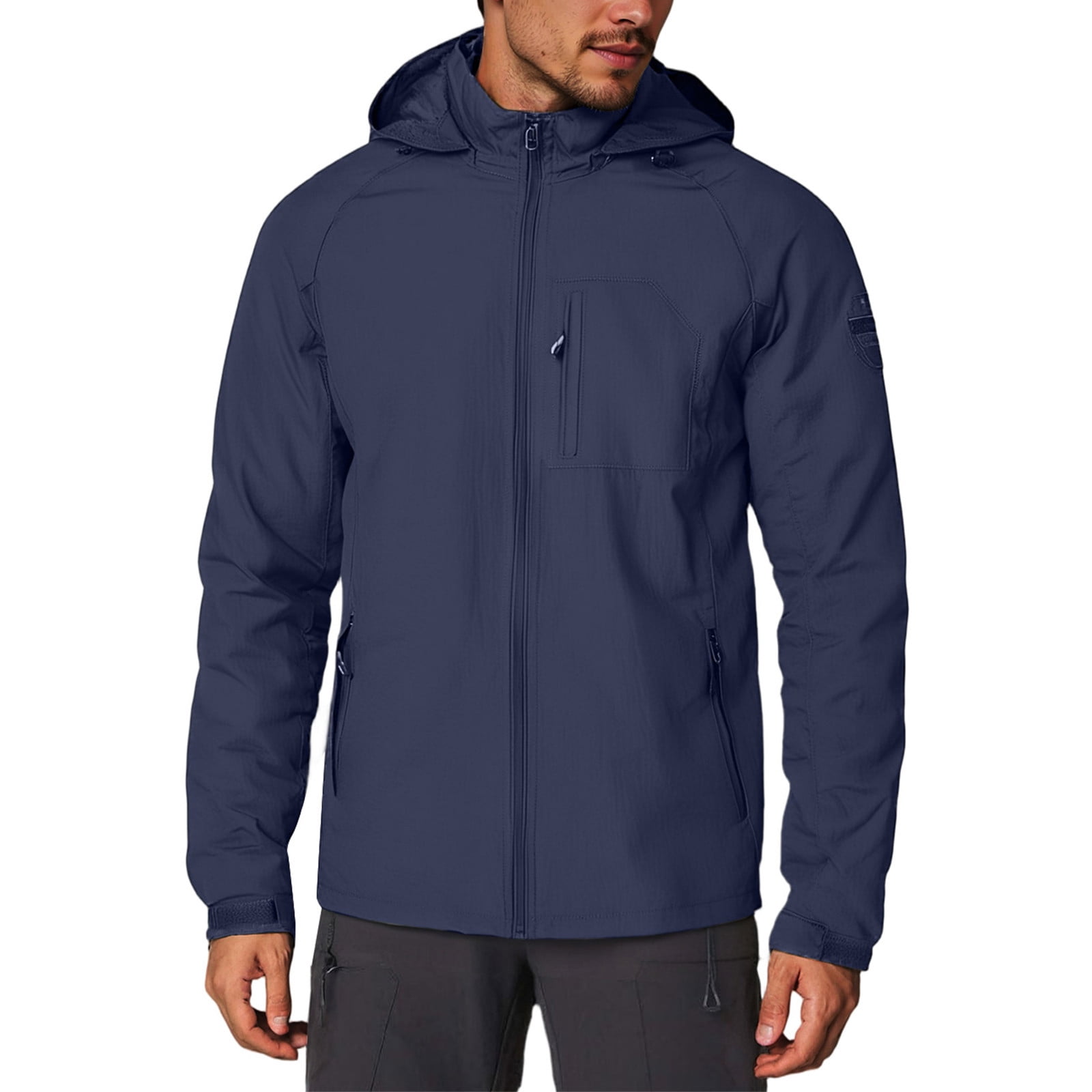 Jacket for Men Lightweight Trench Coat with Hood Rain Coat Rain Suit ...