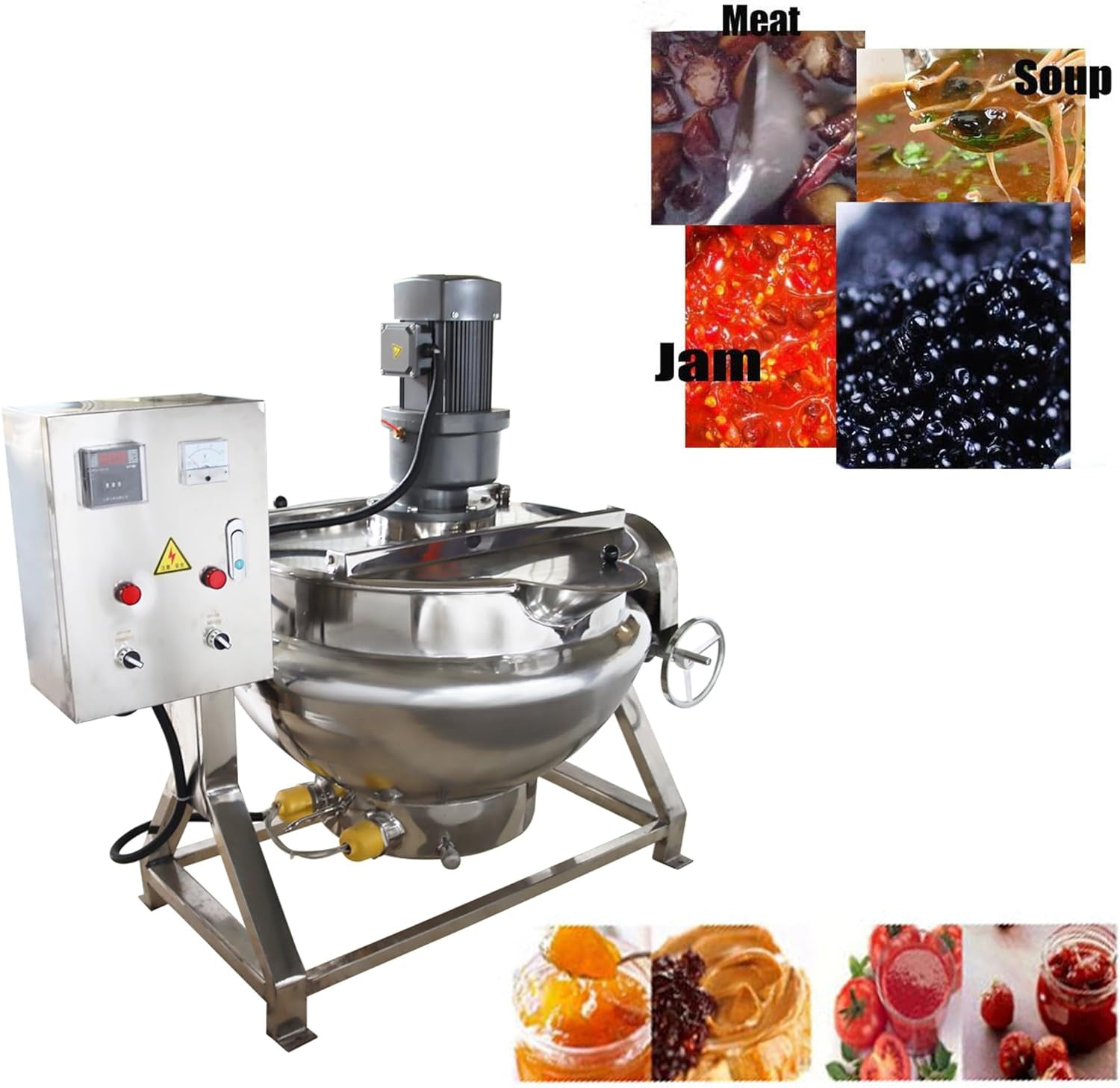 Jacketed Kettle Commercial Electric Cooking Pot Stirring Scraping Edge ...