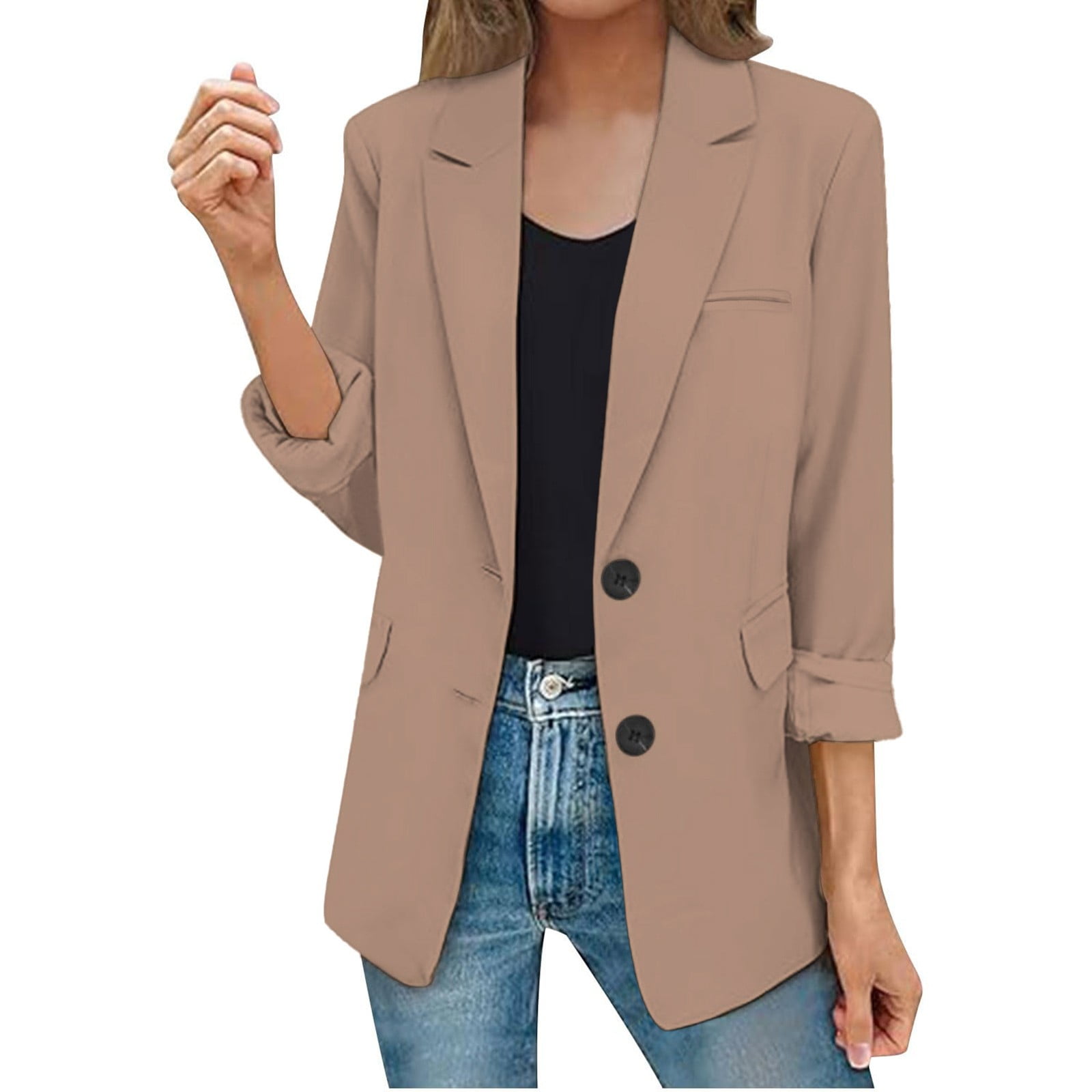 Jackets For Women Womens Casual Jacket Pockets Long Sleeve Open Front ...