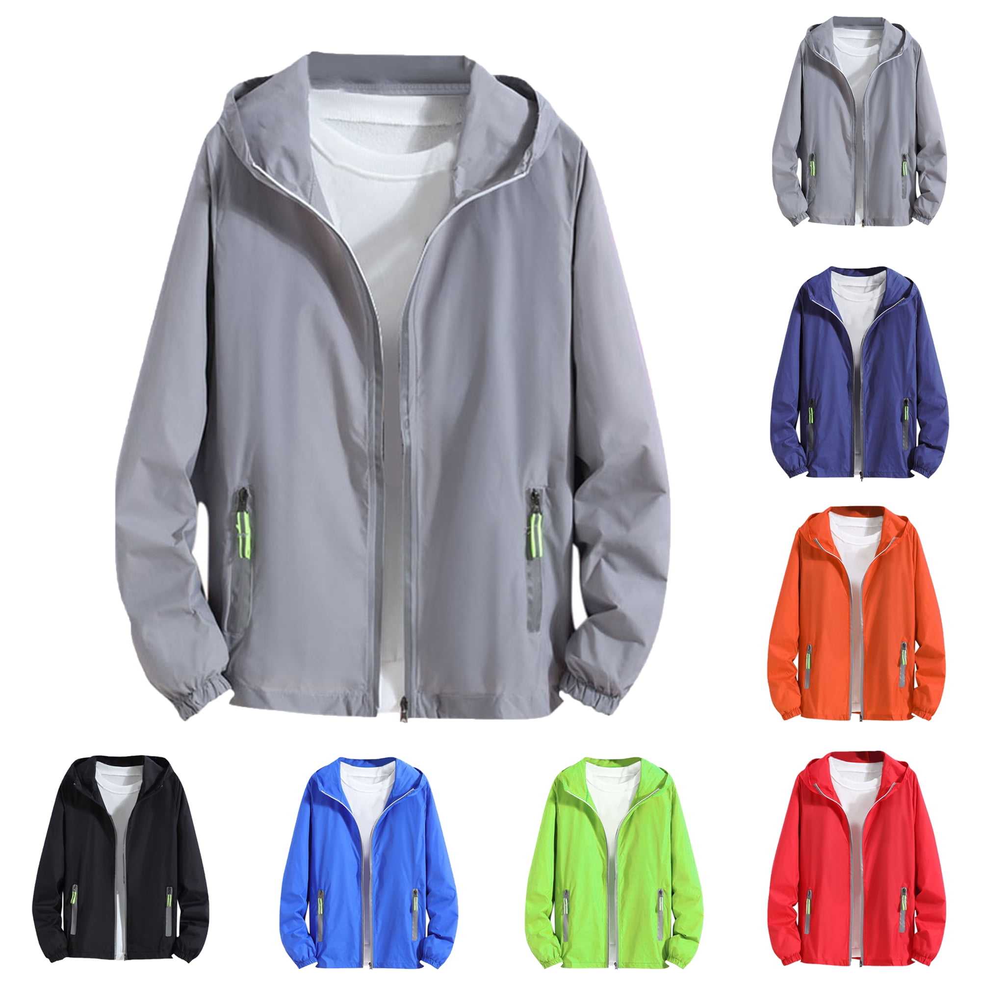 Jackets for Men Plus Size Sun Protection Full Zip Long Sleeve Hooded ...