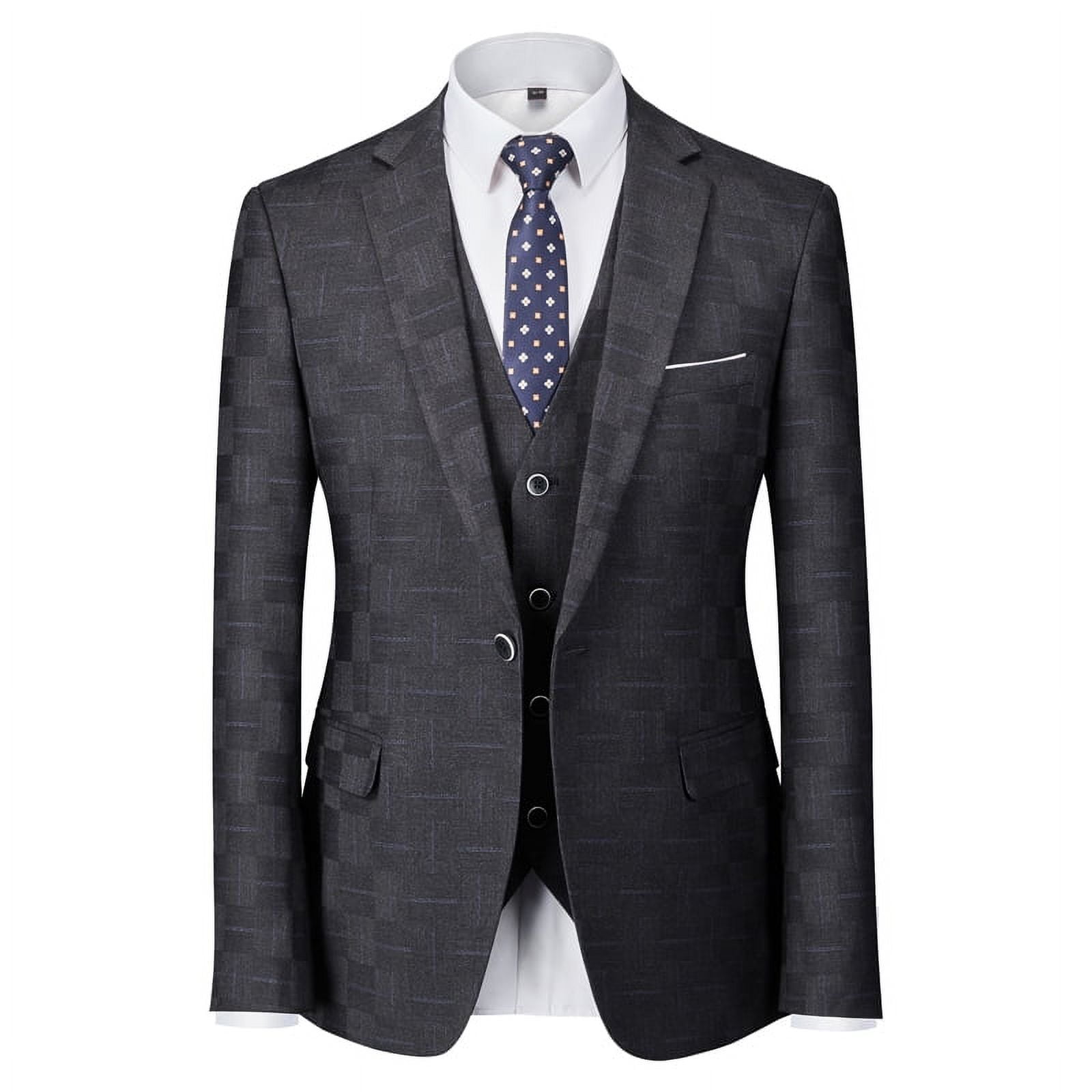 (Jackets+Vest+Pant) Classic Luxury Checkered Men Suits For Wedding 3 ...