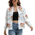 Jackets for Wome Zip Up Long Sleeve, Corgi With Santa Claus Hat ...