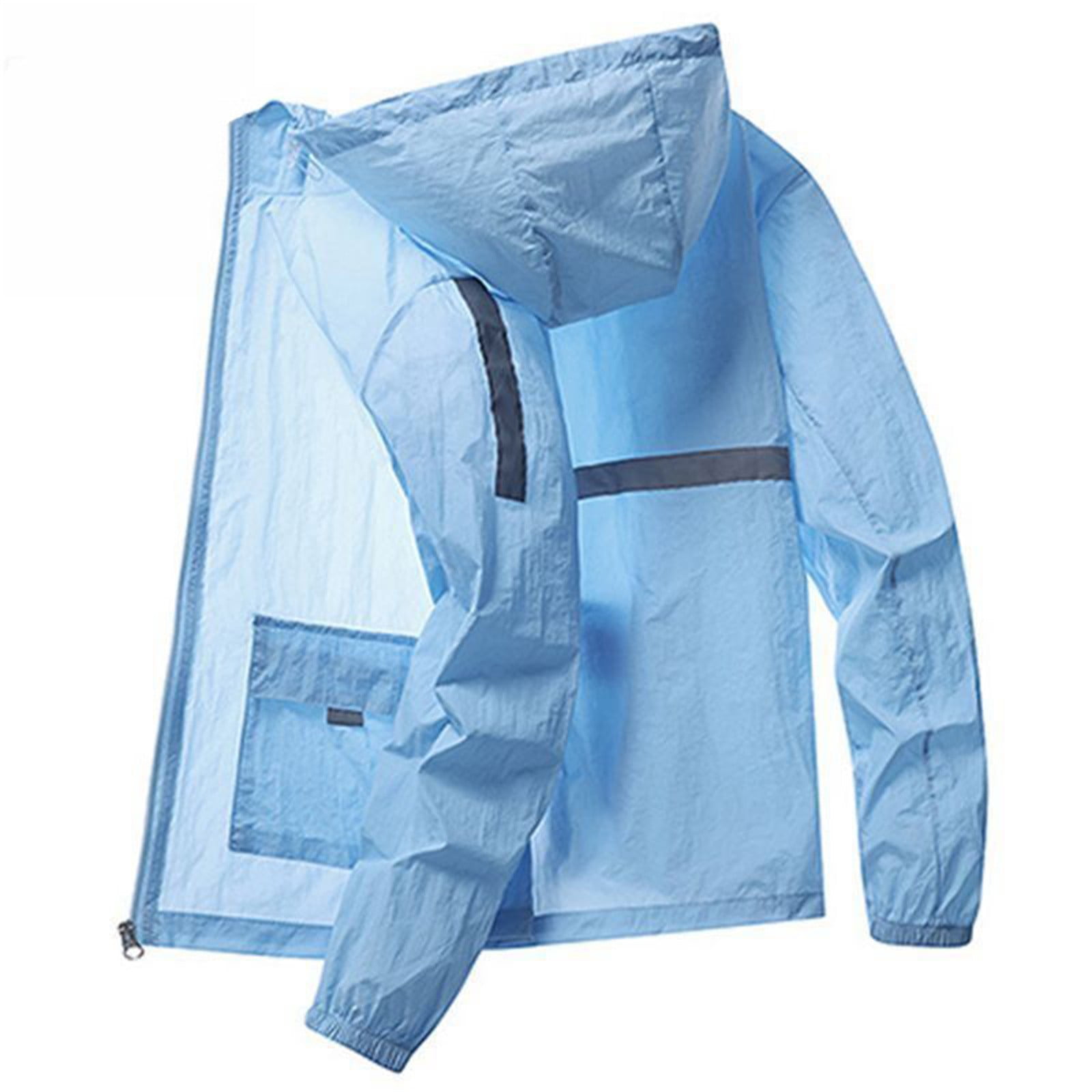 Jackets for Men Hooded Long Sleeve Zipper Windbreaker Sun Protection ...