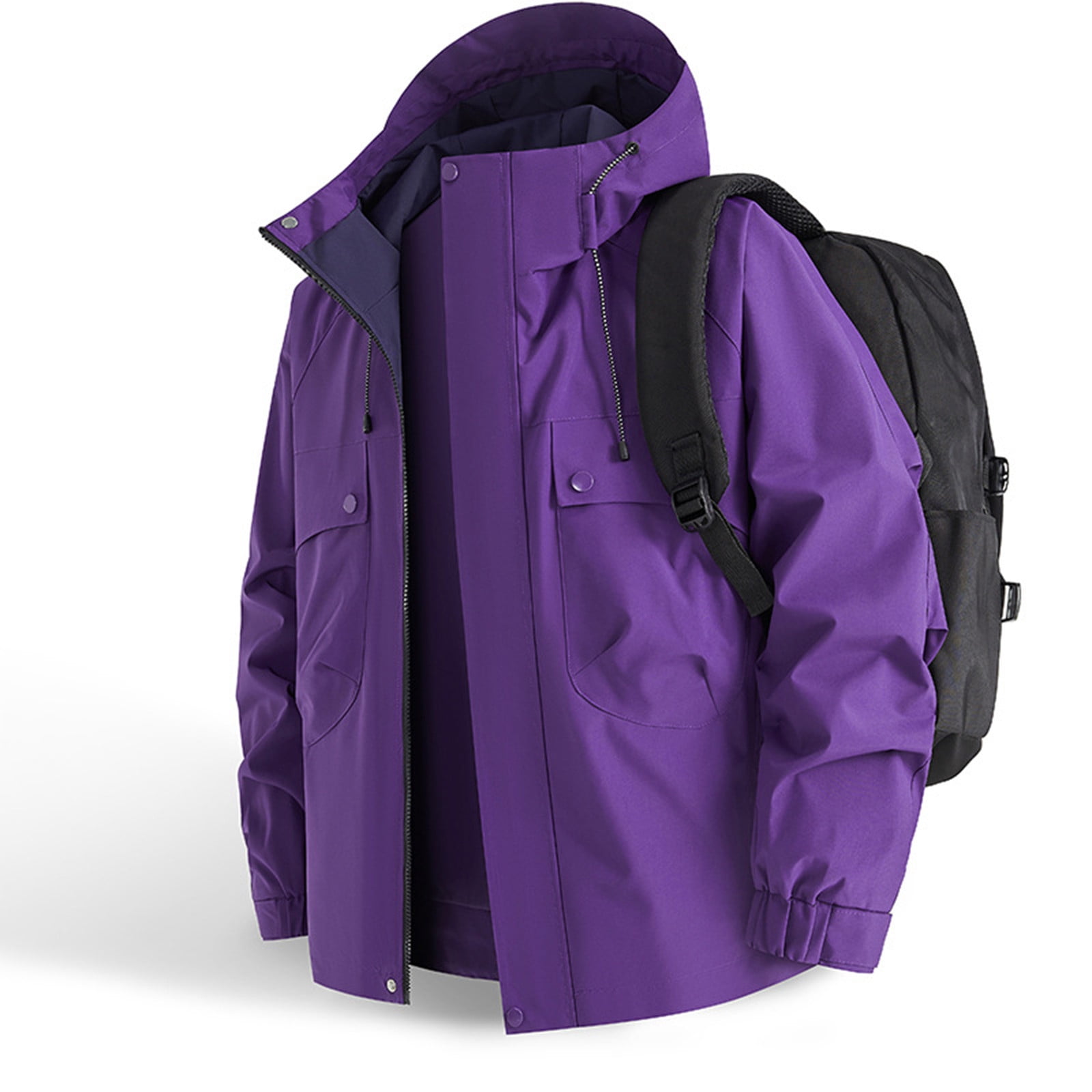 Jackets for Men Plus Size Hooded Zipper Coats Pocket Windproof ...