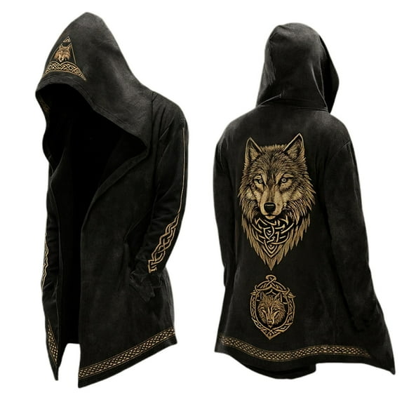 Jackets for Mens Norse Mythology Vintage Hooded Motorcycle Jacket Long ...