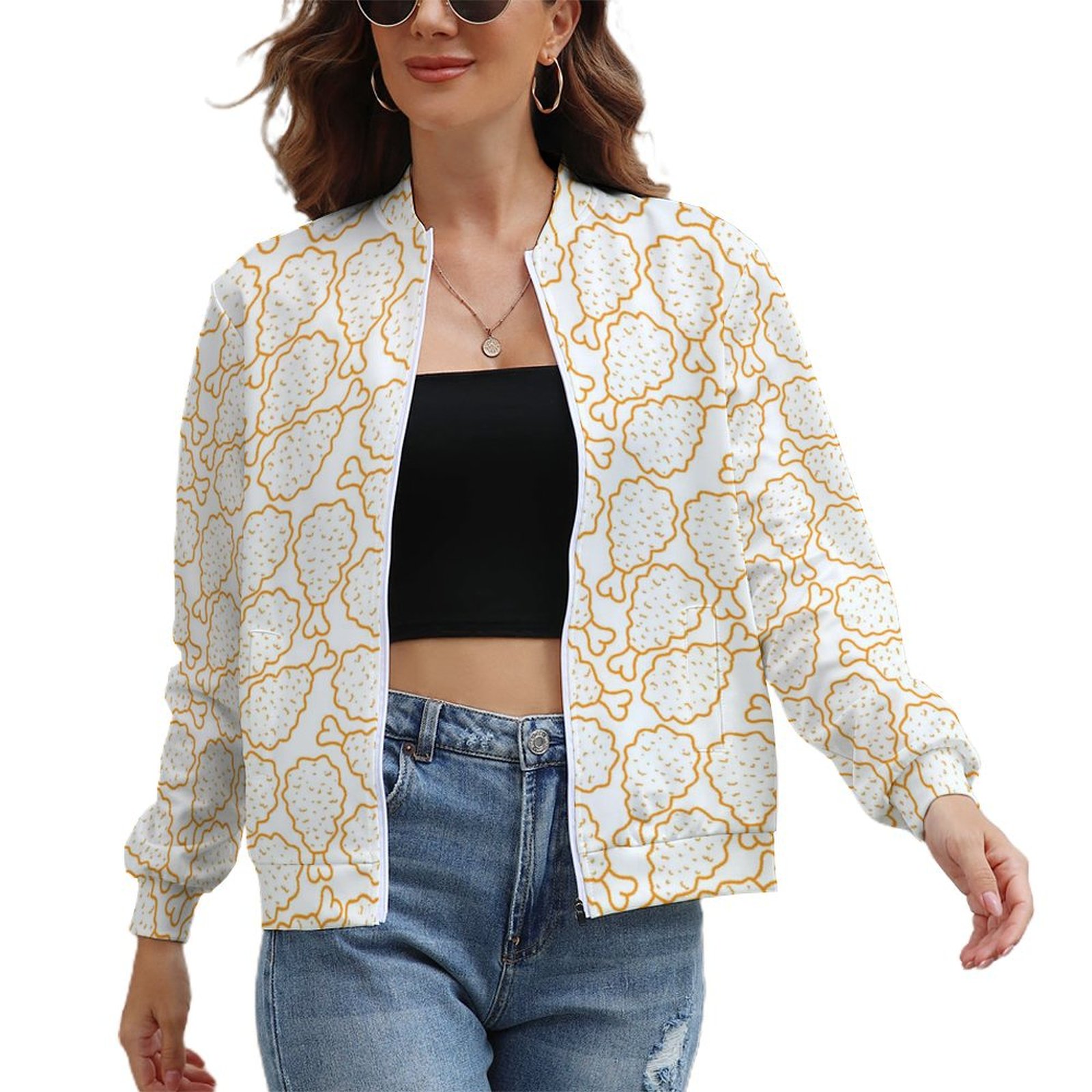 Jackets for Wome Zip Up Long Sleeve, Chicken Leg Lightweight Womens ...