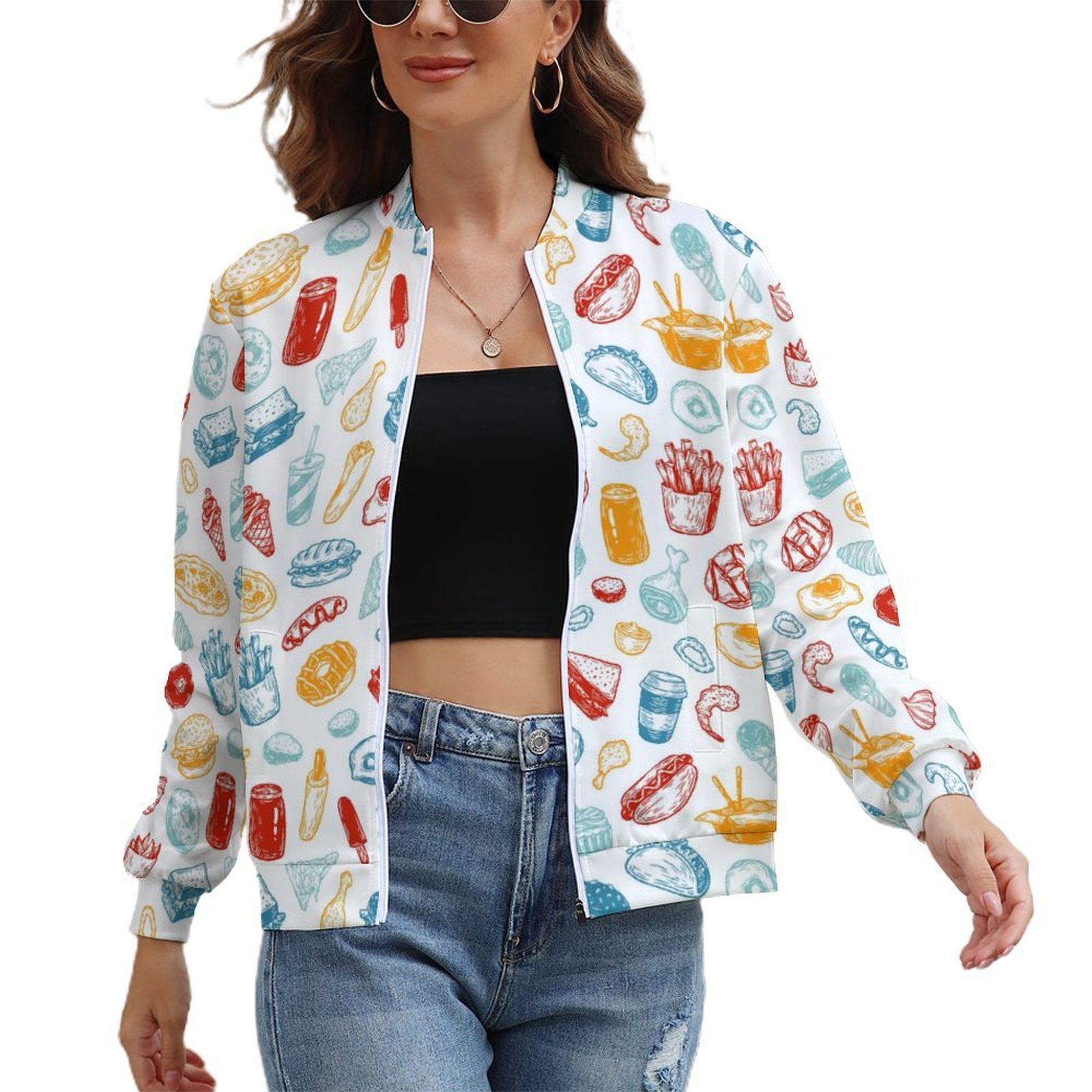 Jackets for Wome Zip Up Long Sleeve, Fast Food 2 Lightweight Womens ...