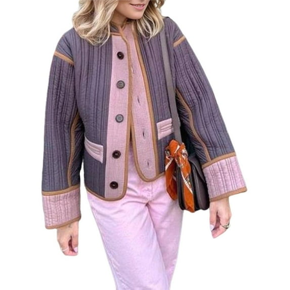 Jackets for Women Cropped Light-Weight Quilted Puffer Long Sleeves ...