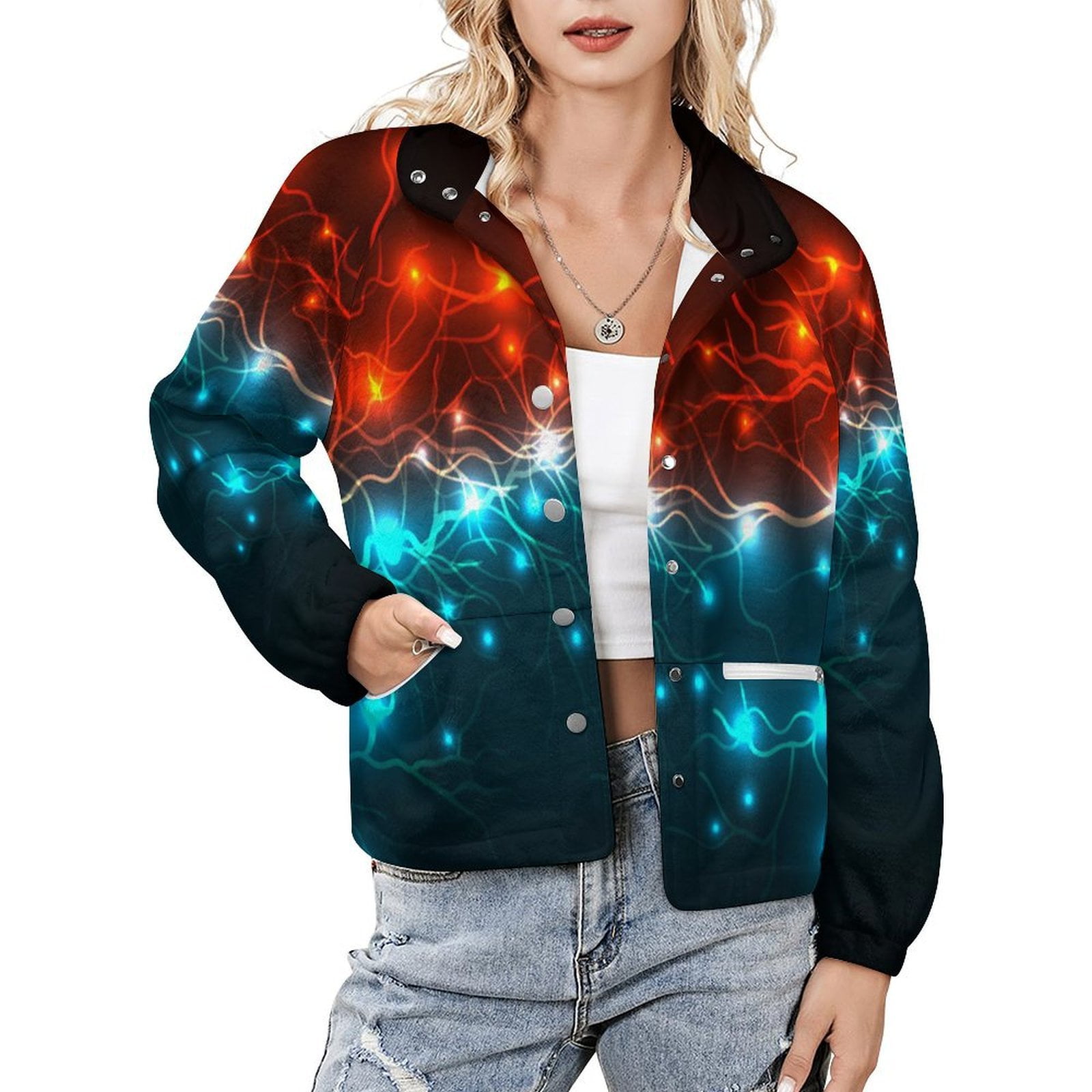 Jackets for Women Winter Coat Jackets Flannel Stand Collar Jacket ...