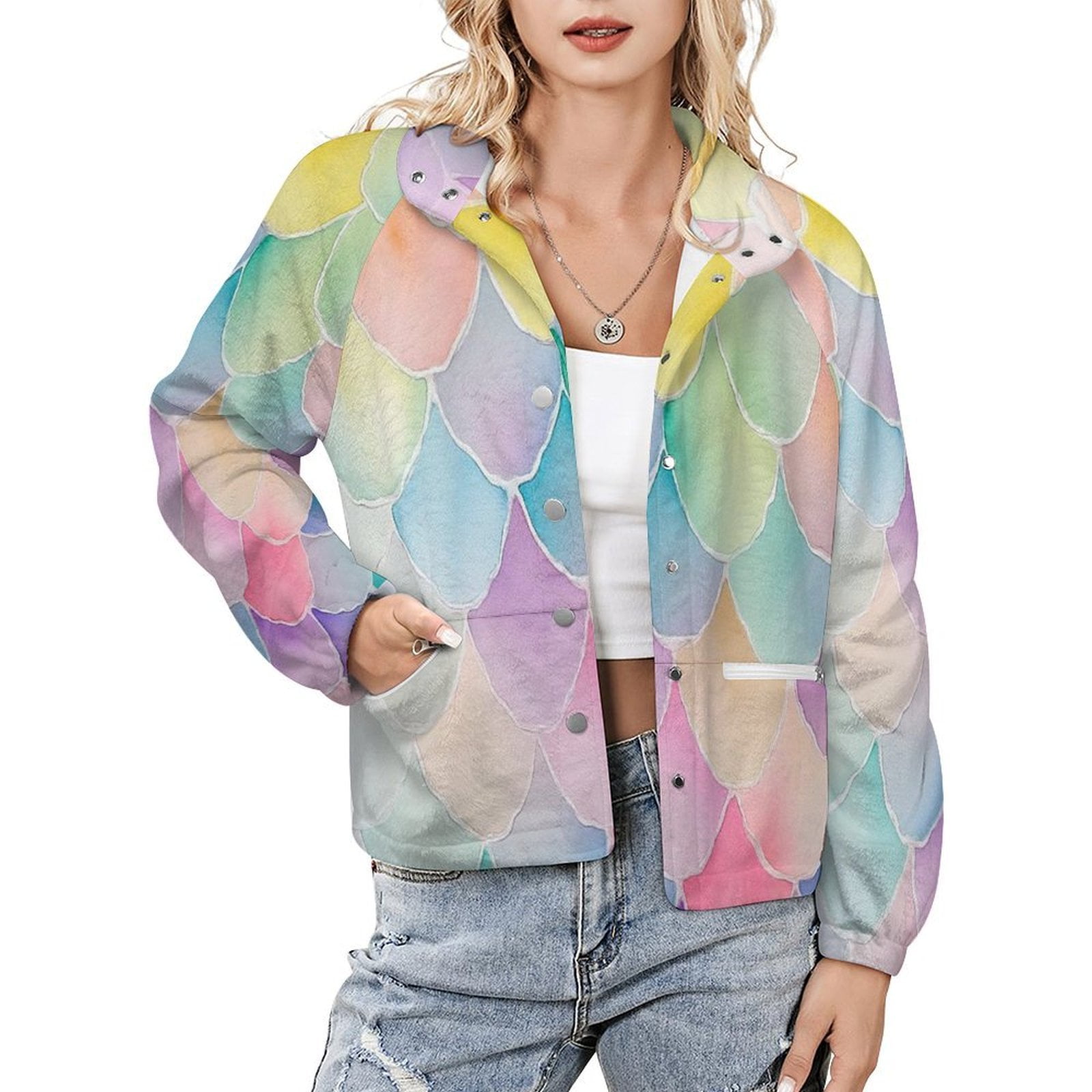 Jackets for Women Winter Coat Jackets Flannel Stand Collar Jacket ...