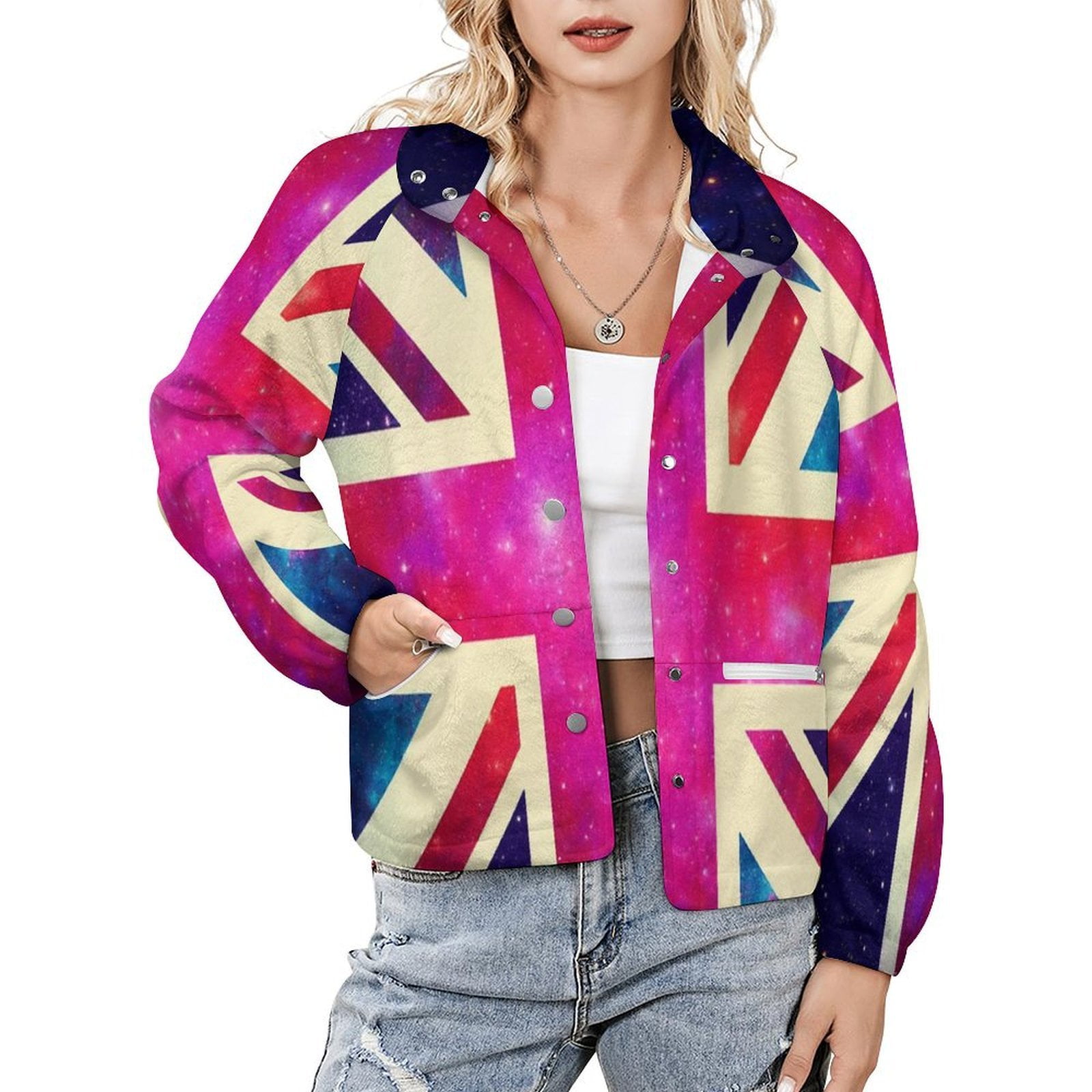 Jackets for Women Winter Coat Jackets Flannel Stand Collar Jacket ...