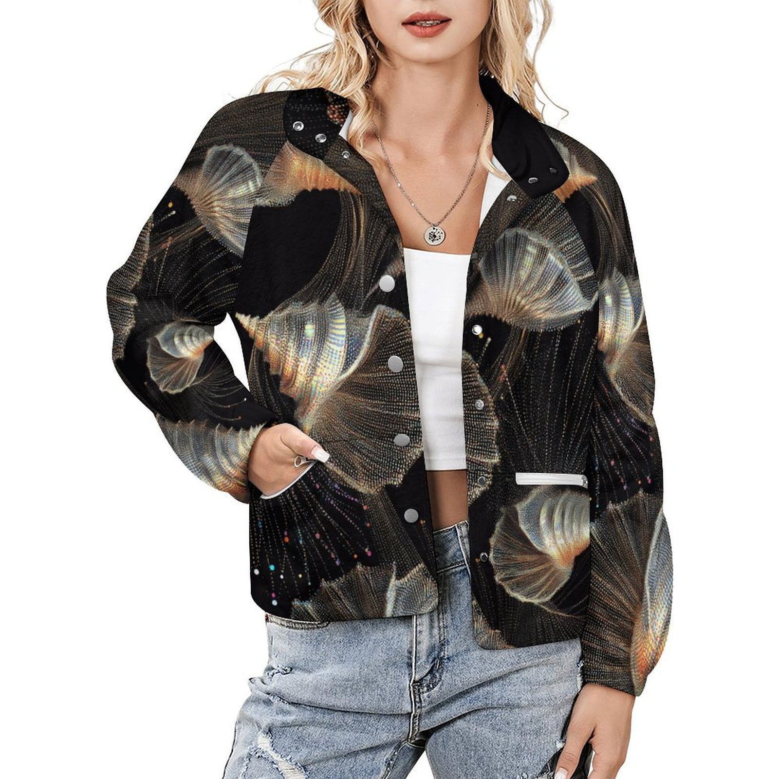 Jackets for Women Winter Coat Jackets Flannel Stand Collar Jacket ...