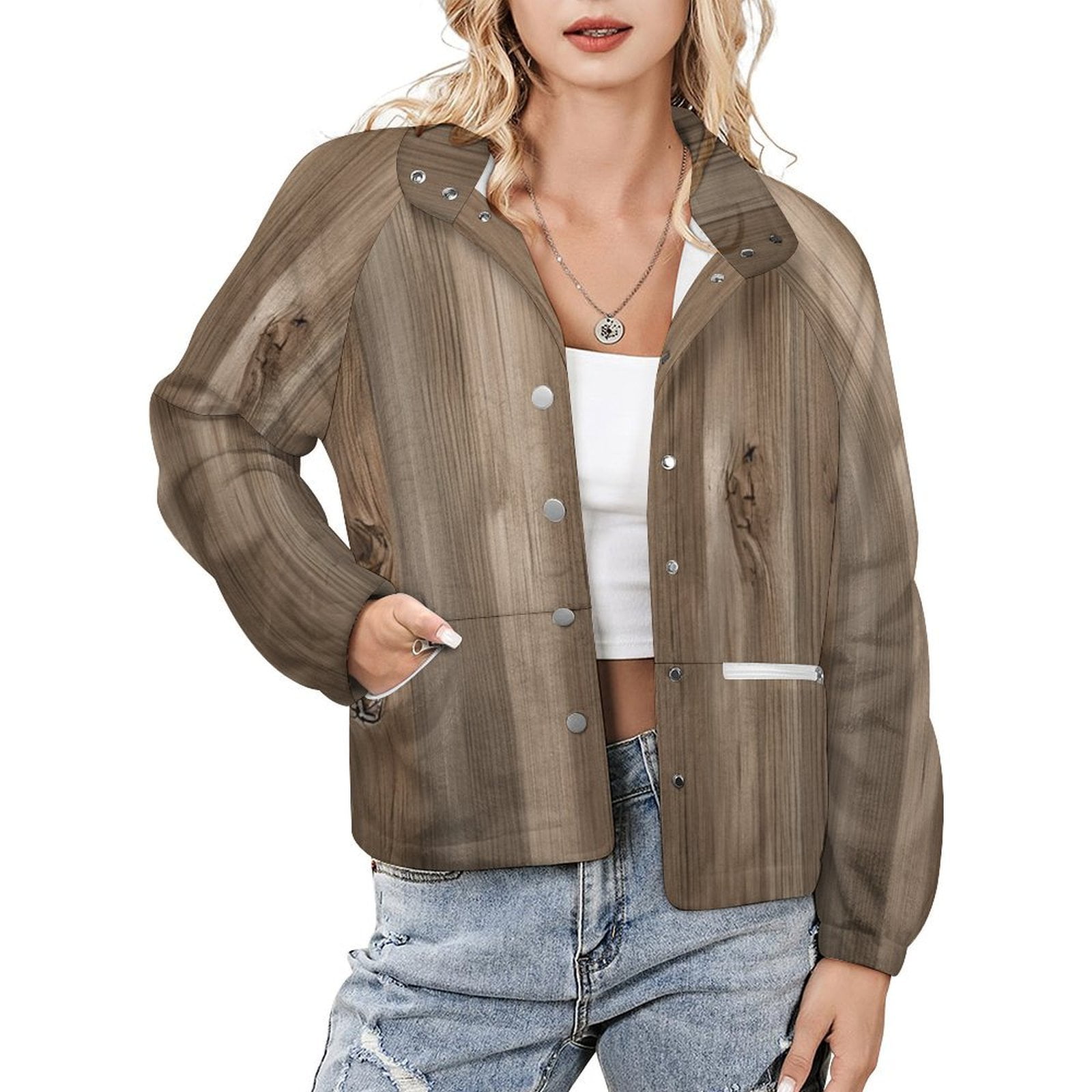 Jackets for Women Winter Coat Jackets Flannel Stand Collar Jacket ...