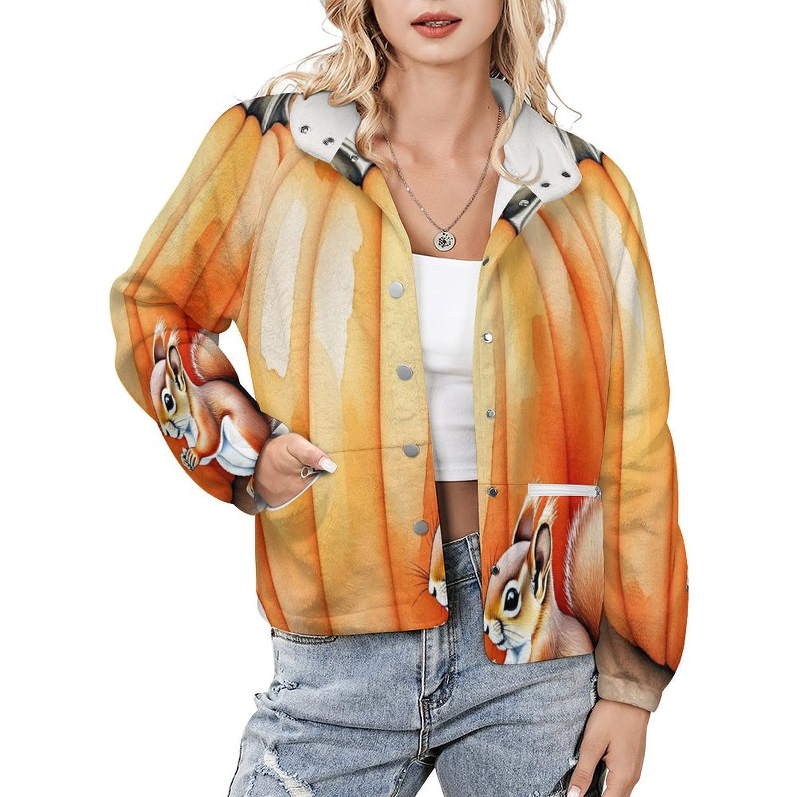 Jackets for Women Winter Coat Jackets Flannel Stand Collar Jacket ...