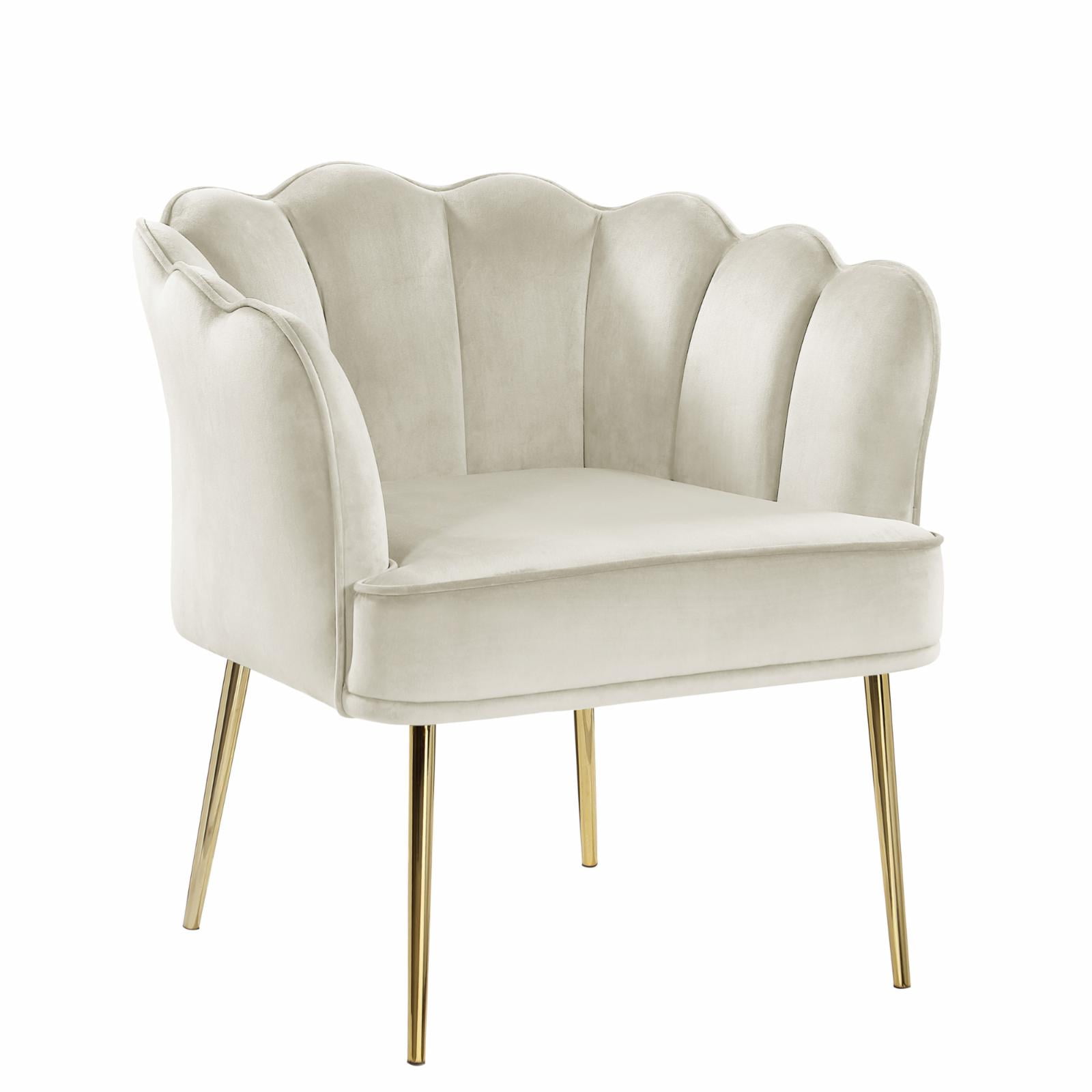 Jackie Cream Velvet Accent Chair with Gold Legs - Walmart.com
