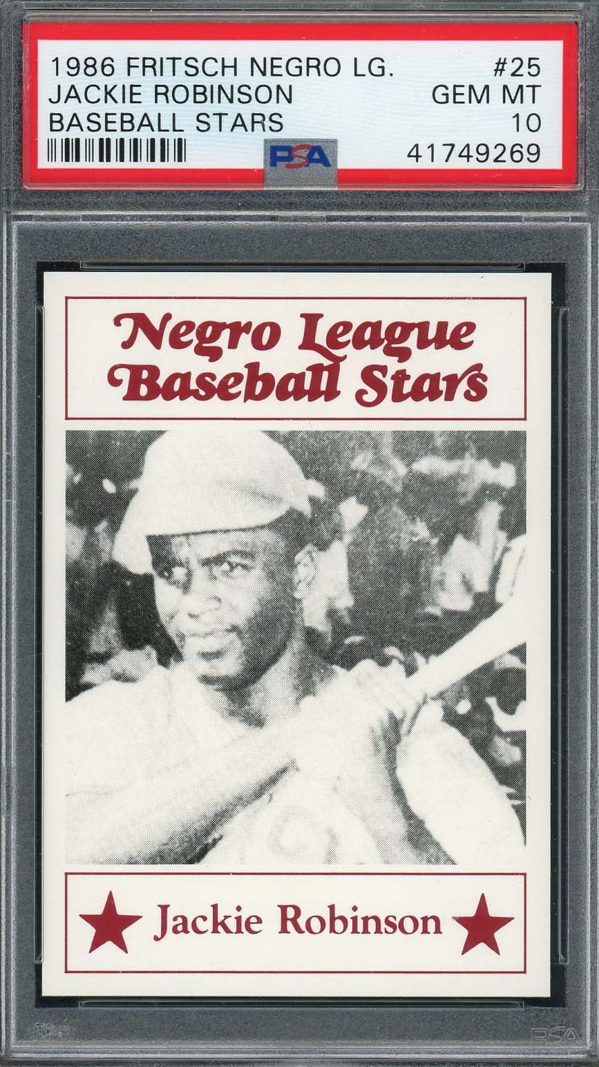 Jackie Robinson 1986 Fritsch Negro Leagues Baseball Card #25 Graded PSA ...