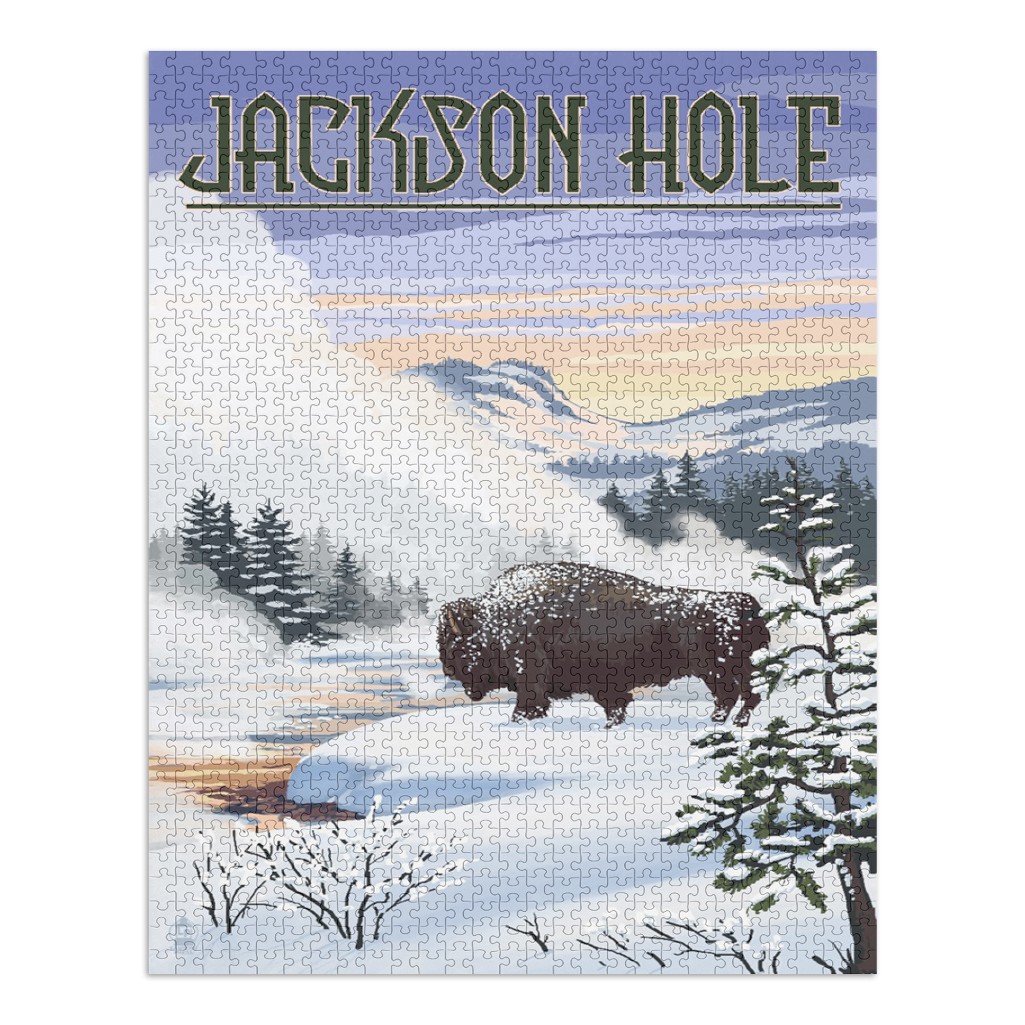 Jackson Hole, Wyoming, Bison Snow Scene (1000 Piece Puzzle, Size 19x27 ...