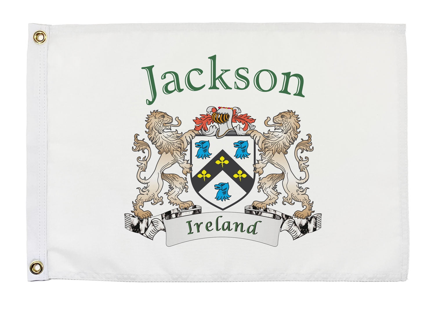 Jackson Irish Coat of Arms Small White Flag - 16"x10.5" inches ...