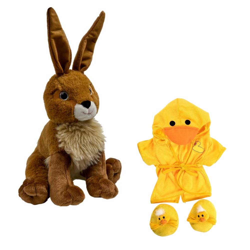 Jackson the Jackrabbit 16 Inch Plush Toy with Duck Robe & Slippers Soft ...