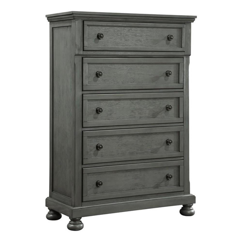 Jackson Modern Style 5-Drawer Chest Made with Wood in Gray Finish ...