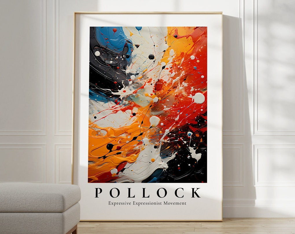 Jackson Pollock Poster - Modern Colorful Wall Art Trendy Wall Art Jackson Pollock Maximalist ...