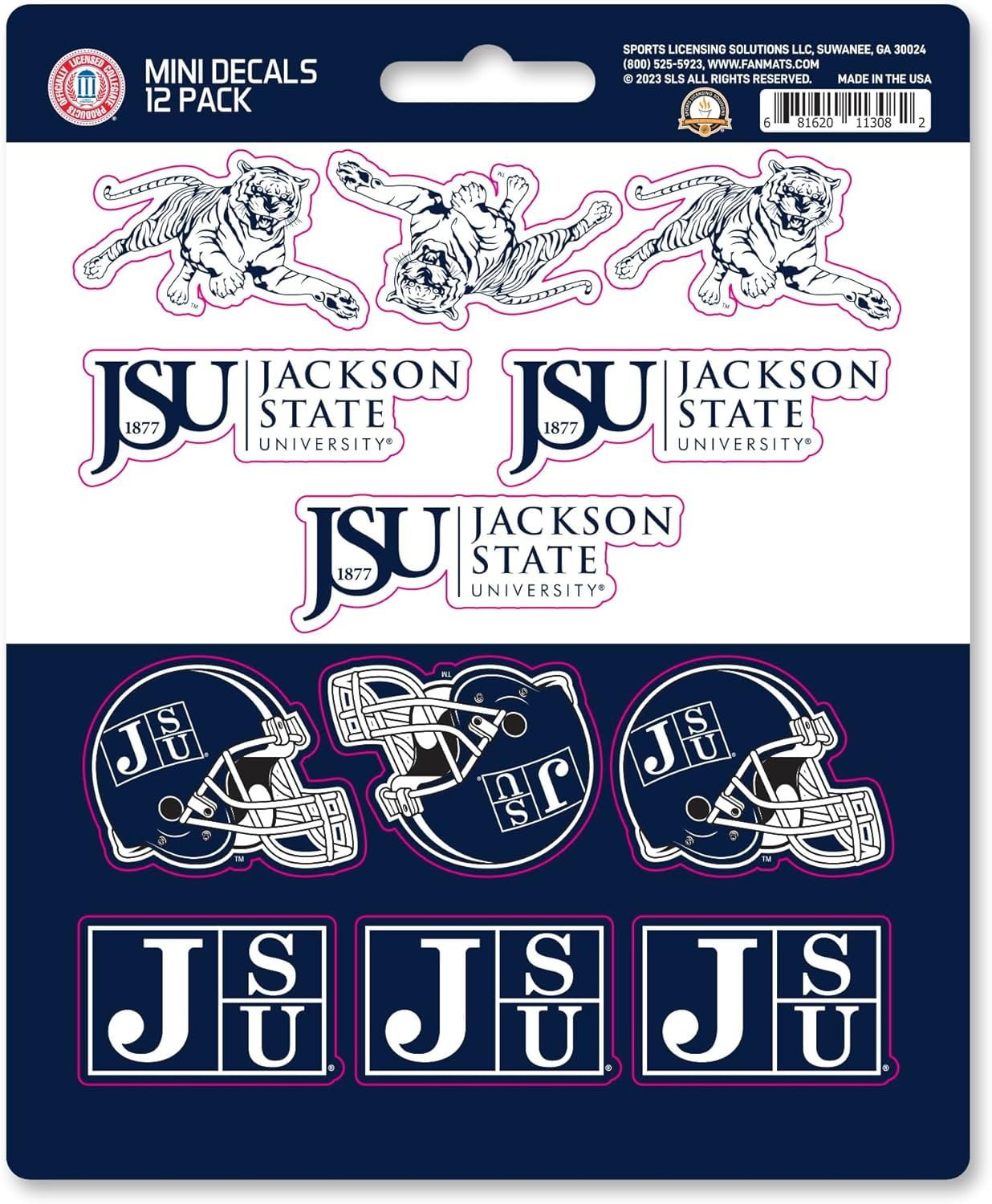 Jackson State University Tigers 12-Piece Mini Decal Sticker Set, 5x6 ...