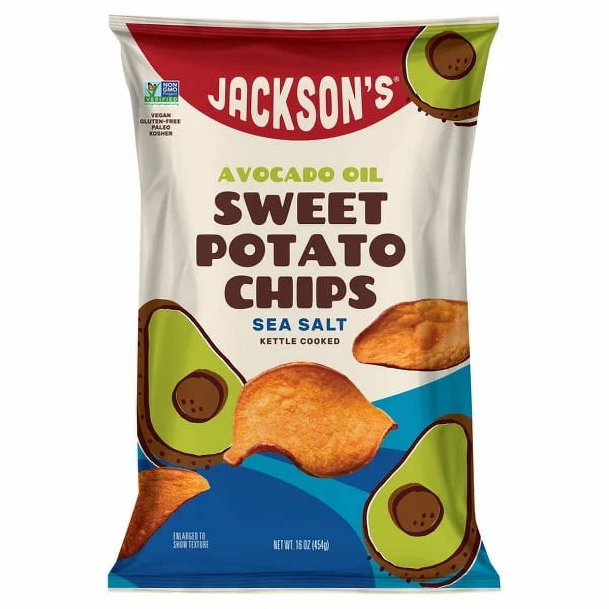 Jackson’s Sweet Potato Chips with Avocado Oil 16 Ounce, Sea Salt, Vegan ...