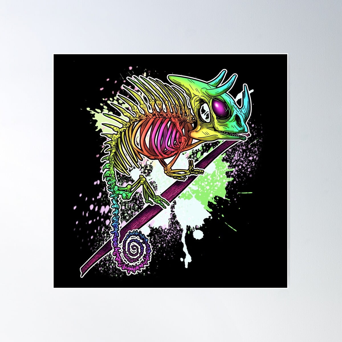 Jacksons Chameleon Rainbow Skeleton Poster Wall Art, Modern Wall Decor ...