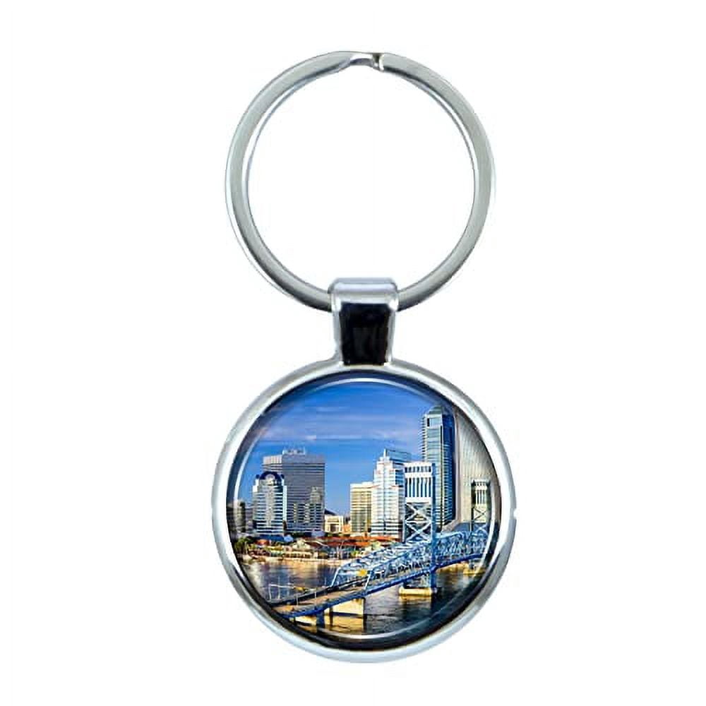 Jacksonville Florida Keychain with Epoxy Dome and Metal Keyring ...