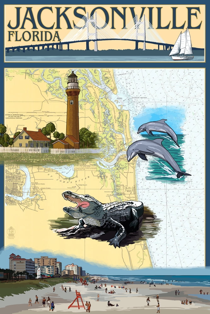 Jacksonville, Florida, Nautical Chart (16x24 Giclee Gallery Art Print ...
