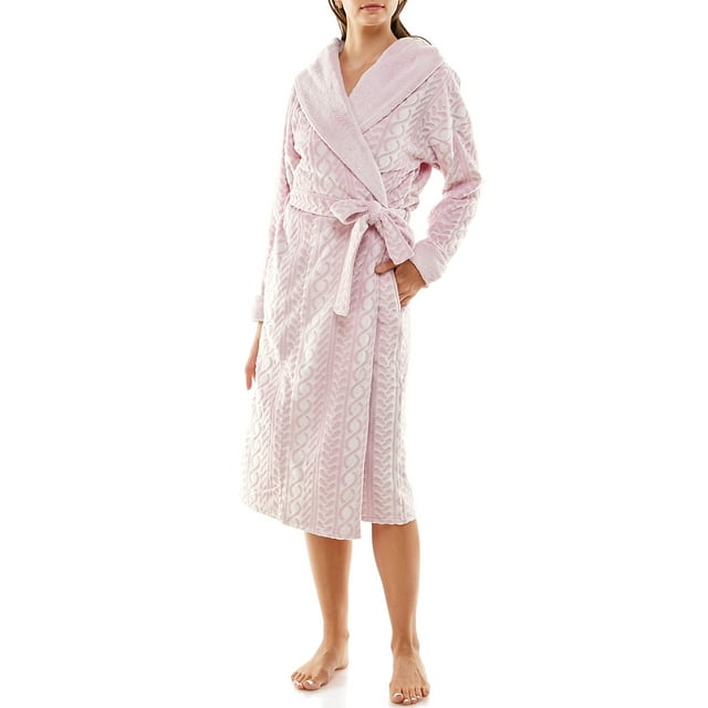 Jaclyn Women's Cable Plush Robe - Walmart.com