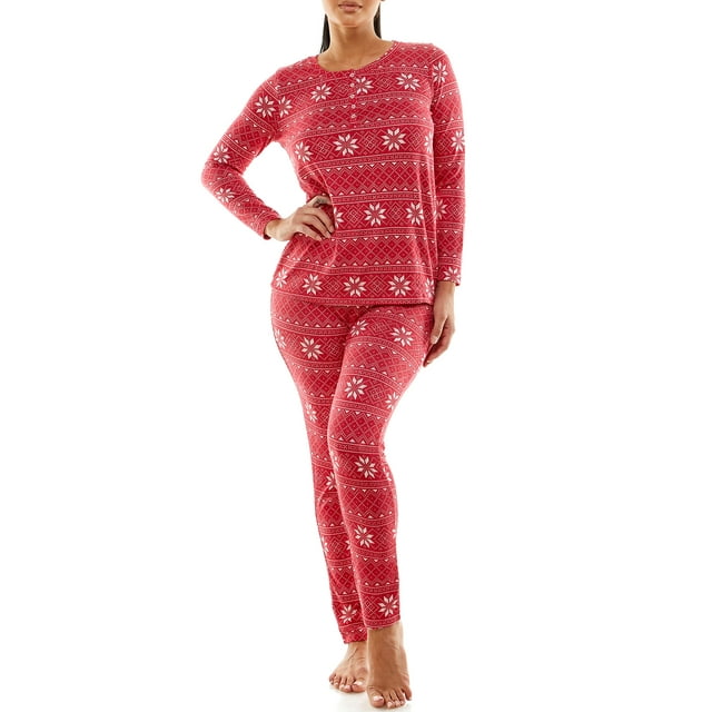 Jaclyn Women's Holiday Printed Henley and Legging Pajama Set - Walmart.com