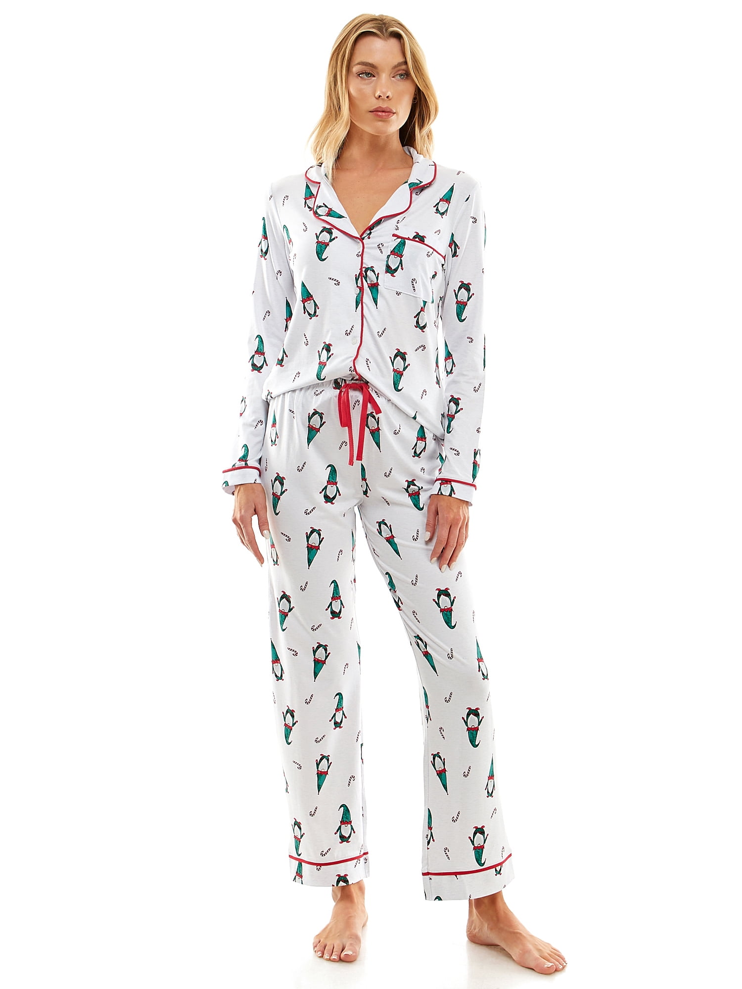 Jaclyn Women's Long Sleeve Sleep Notch Collar Set, Sizes S-XL - Walmart.com