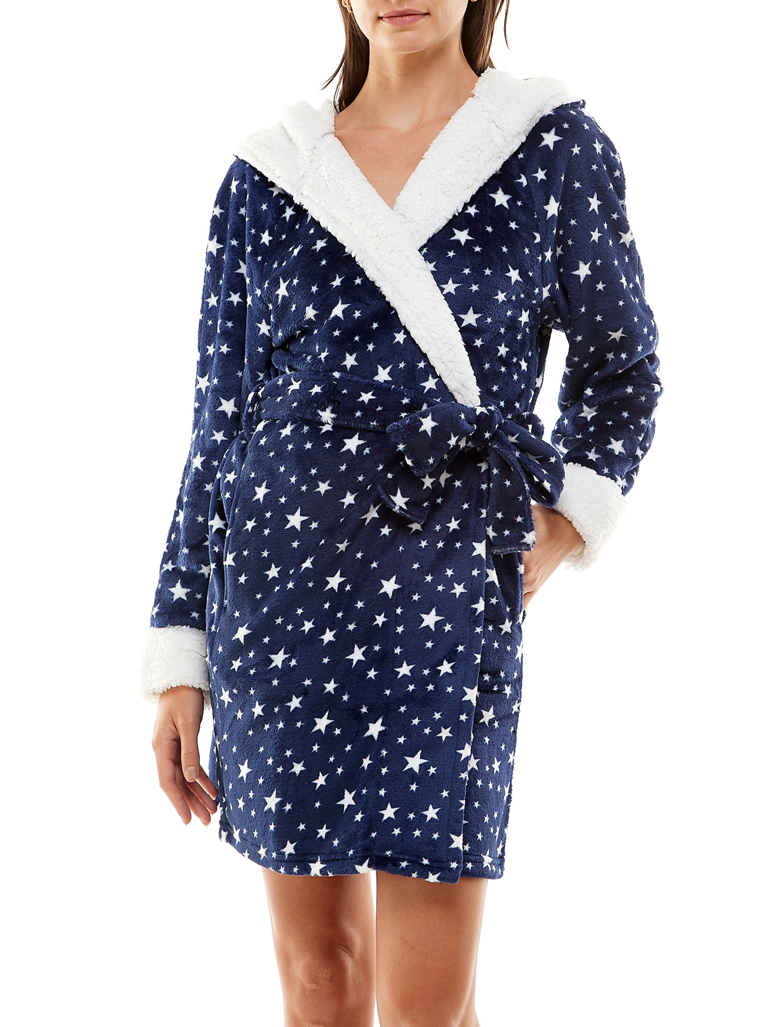 Jaclyn Women's Super Soft Deluxe Plush Printed Bathrobe with Hood and ...