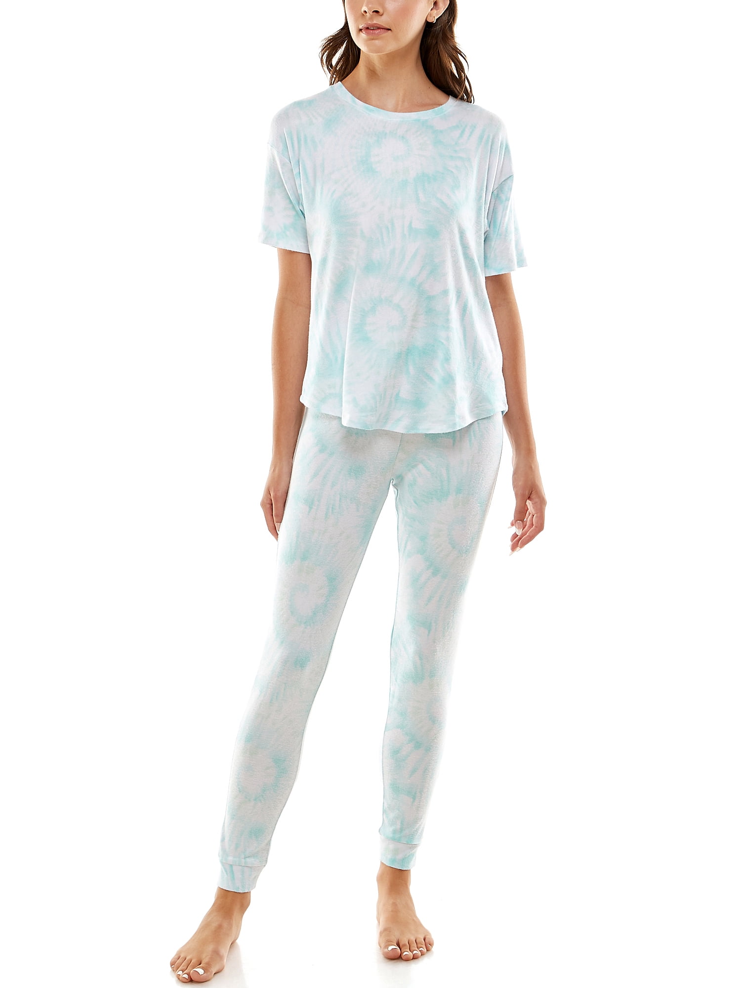 Jaclyn Women's Short Sleeve Crew Neck Top and Jogger Pajama Set ...