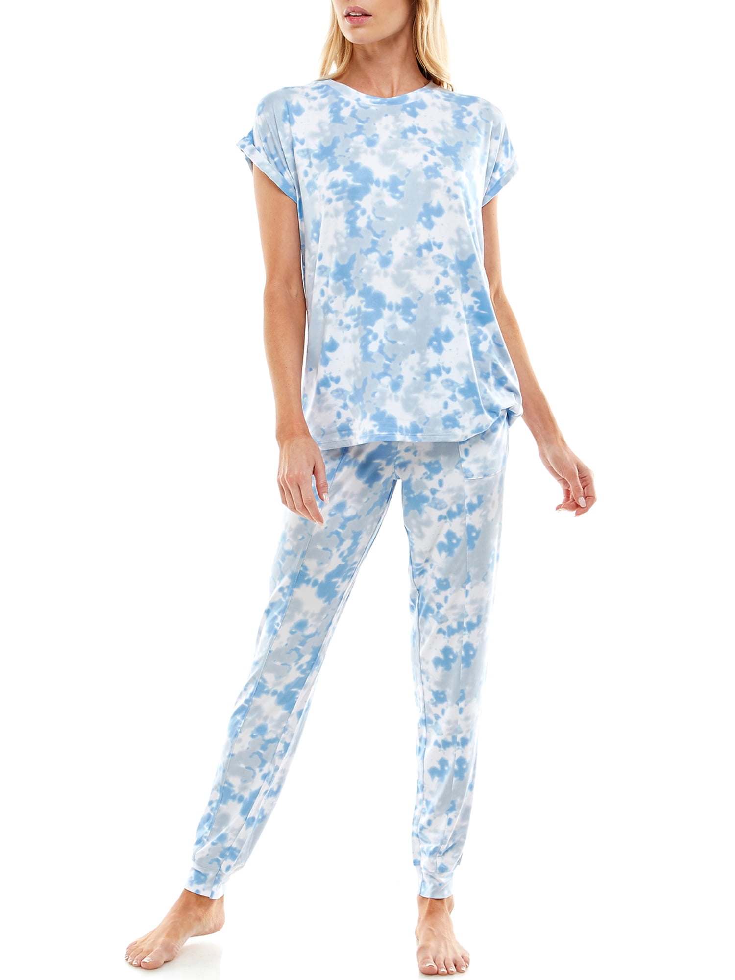 Jaclyn Women's Cozy Short Sleeve Tee & Jogger Pajama Set, Soft ...