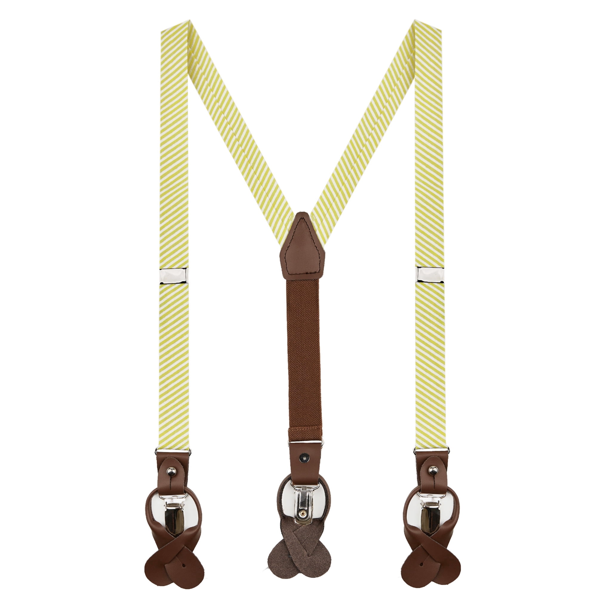 Jacob Alexander Boys' Seersucker Striped Pattern Suspenders - Yellow ...