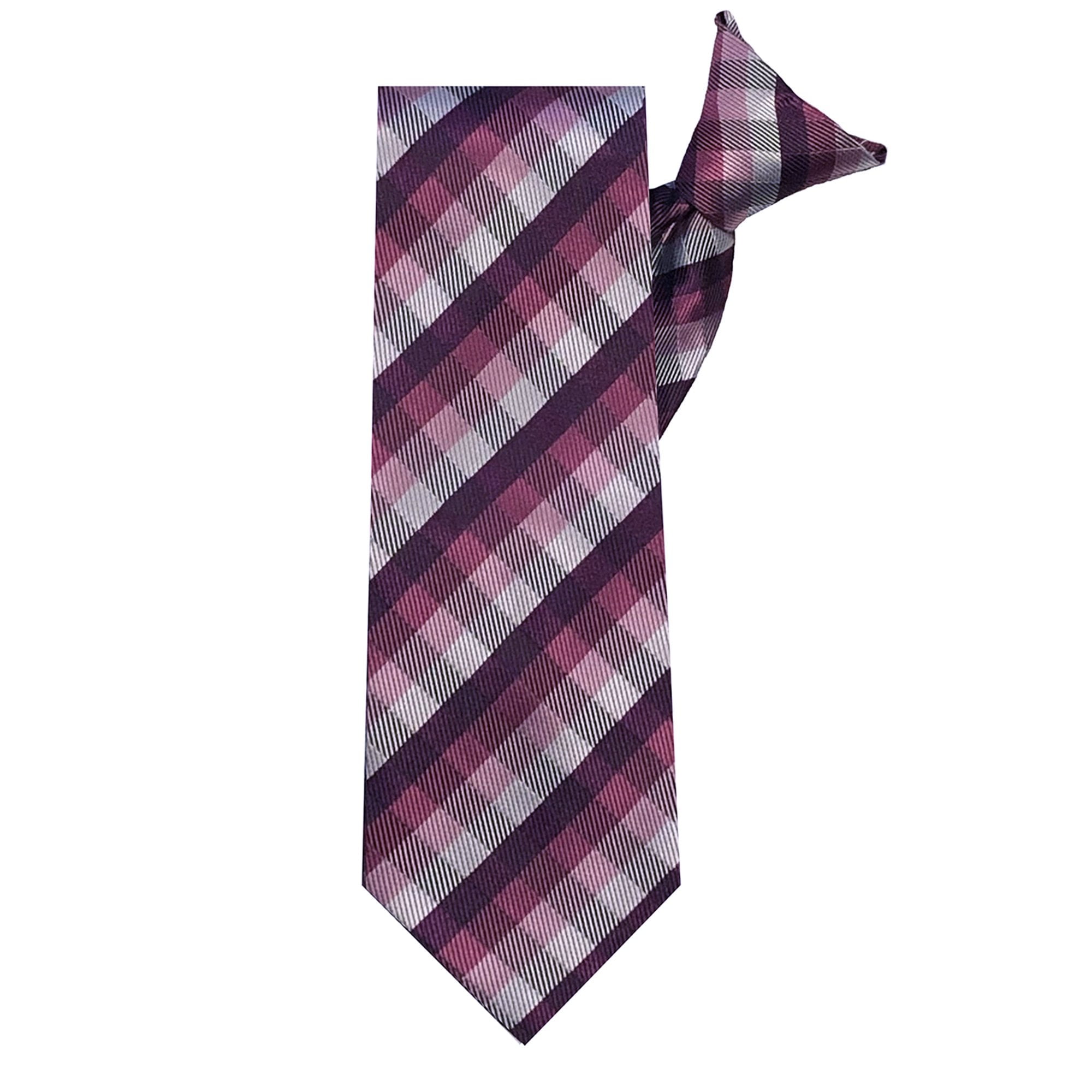 Jacob Alexander Men's Plaid Pre-Tied Clip-On Neck Tie - Raspberry Plum ...