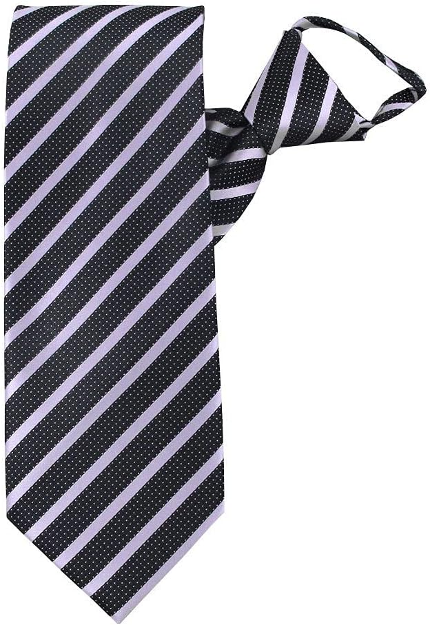 Jacob Alexander Men's Pre-Tied Dotted Stripe Pattern Zipper Neck Tie ...