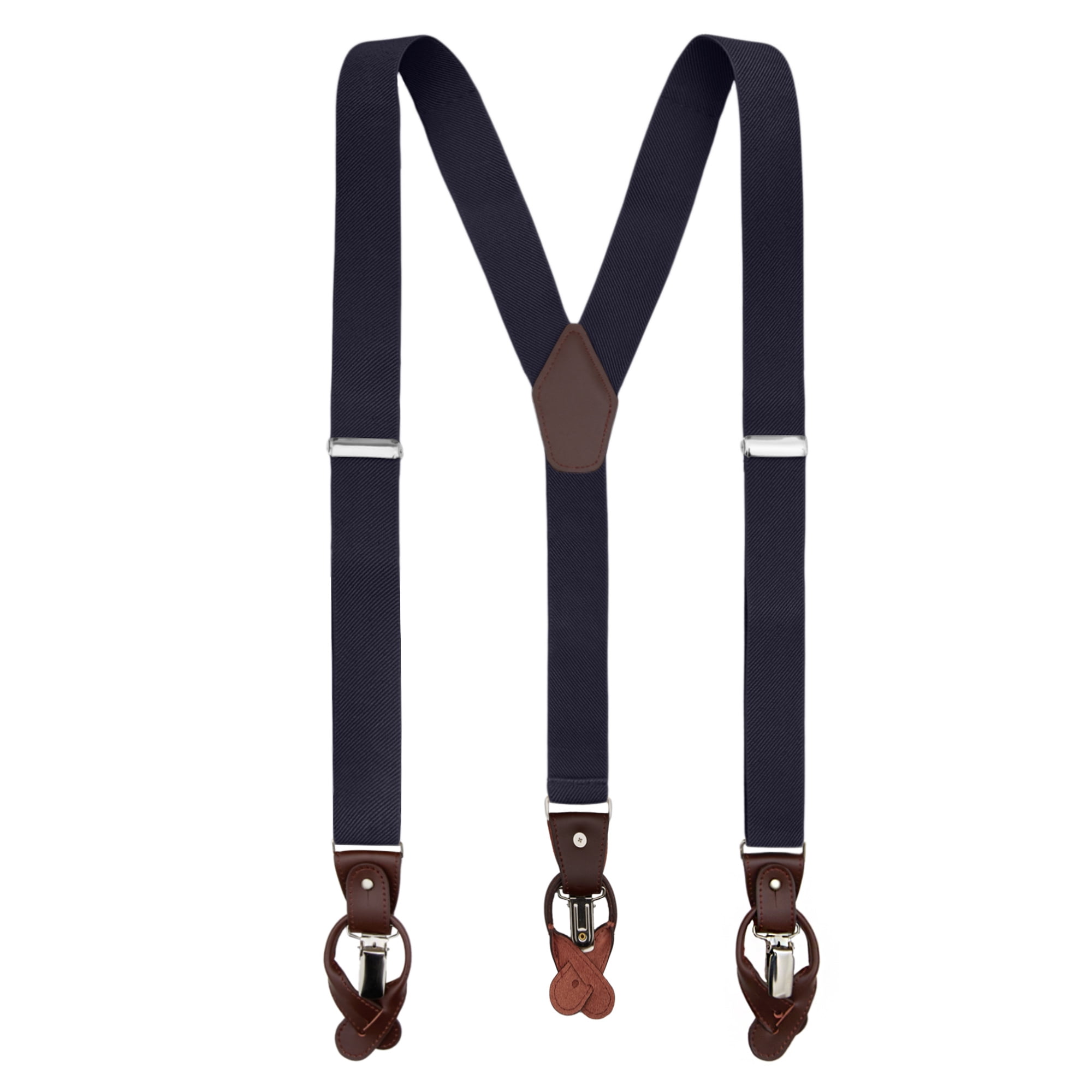 Jacob Alexander Men's Solid Elastic Suspenders Braces Convertible ...