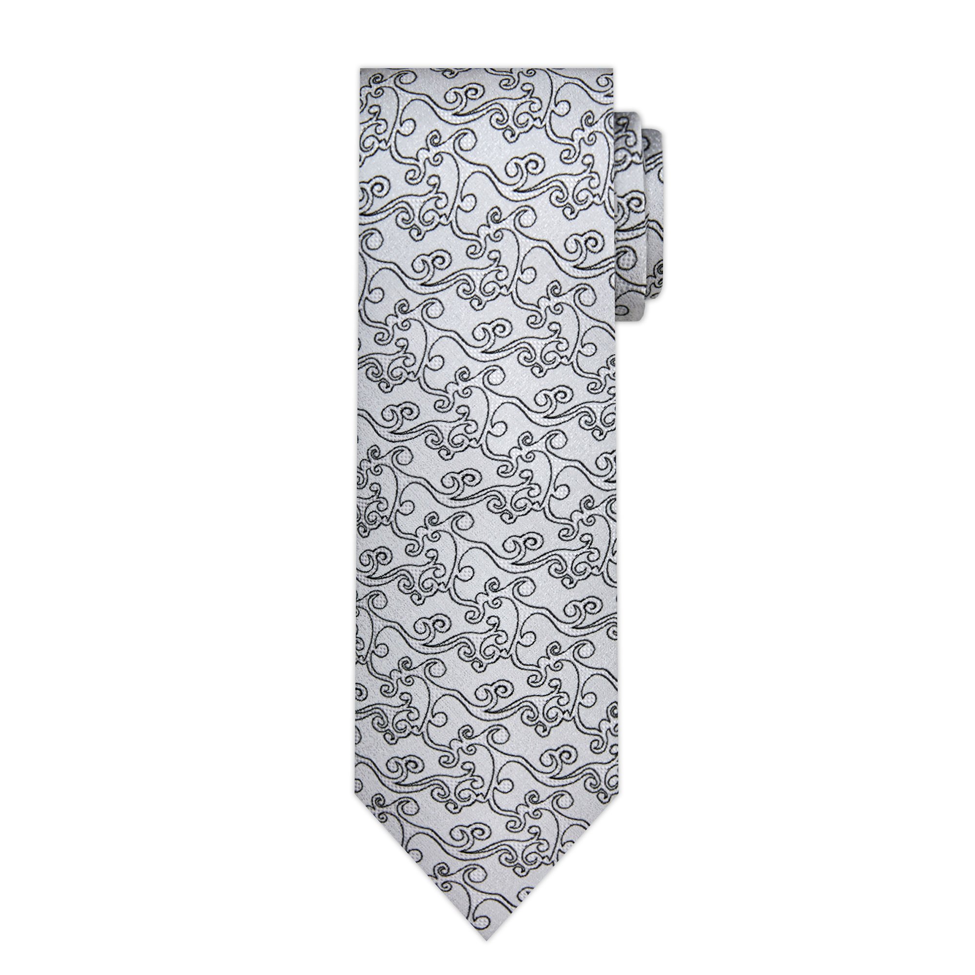 Jacob Alexander Men's Woven Bold Vine Pattern Regular Neck Tie - Silver ...